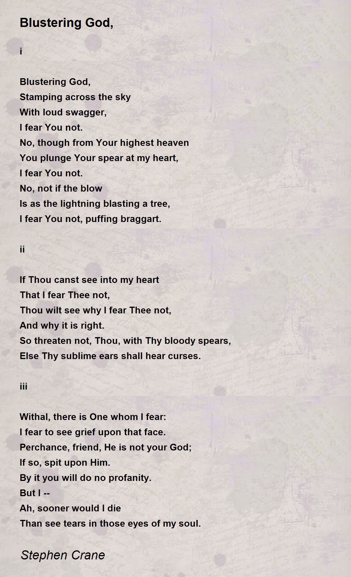 Blustering God, Poem by Stephen Crane - Poem Hunter