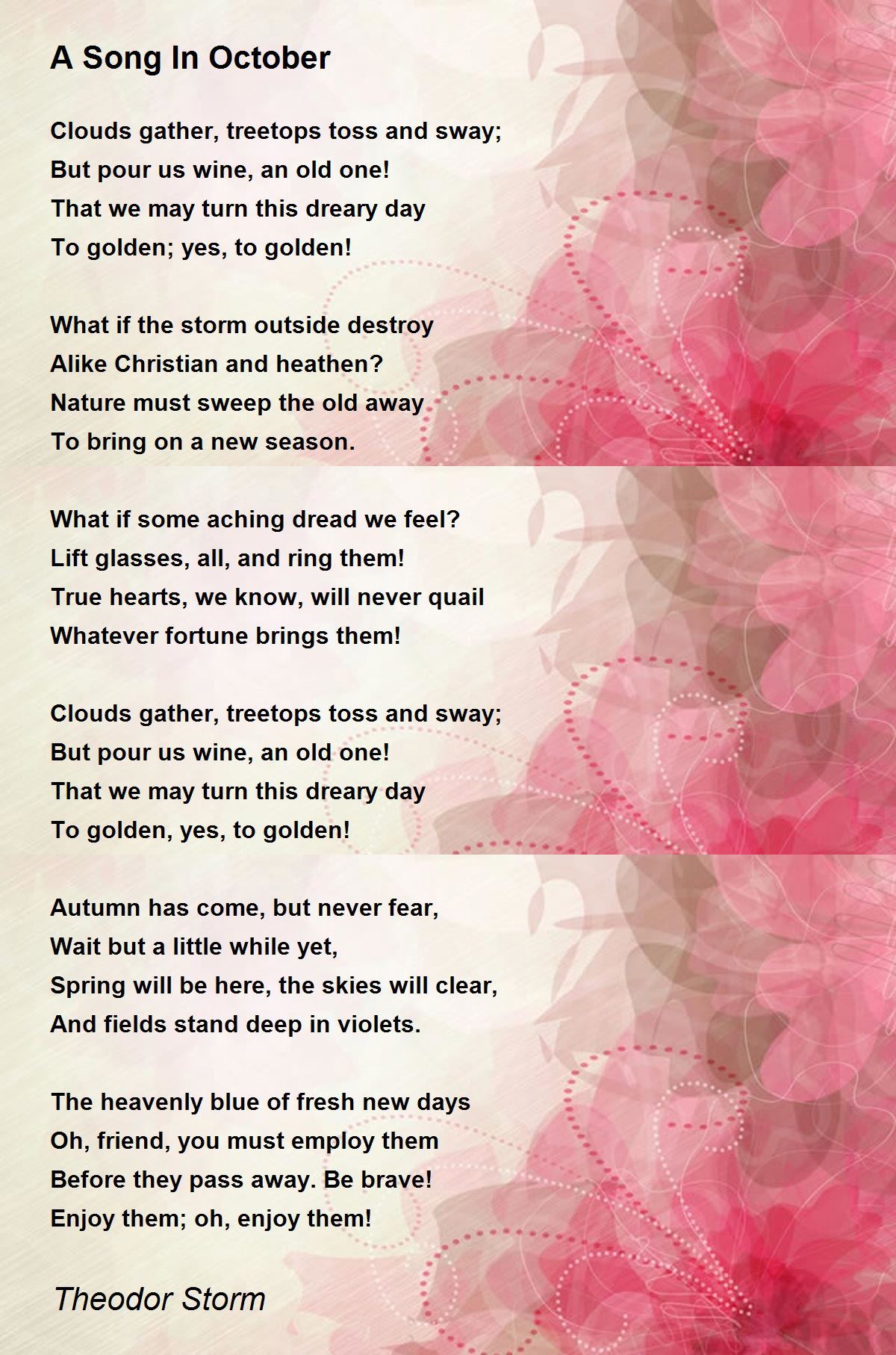 A Song In October Poem by Theodor Storm - Poem Hunter