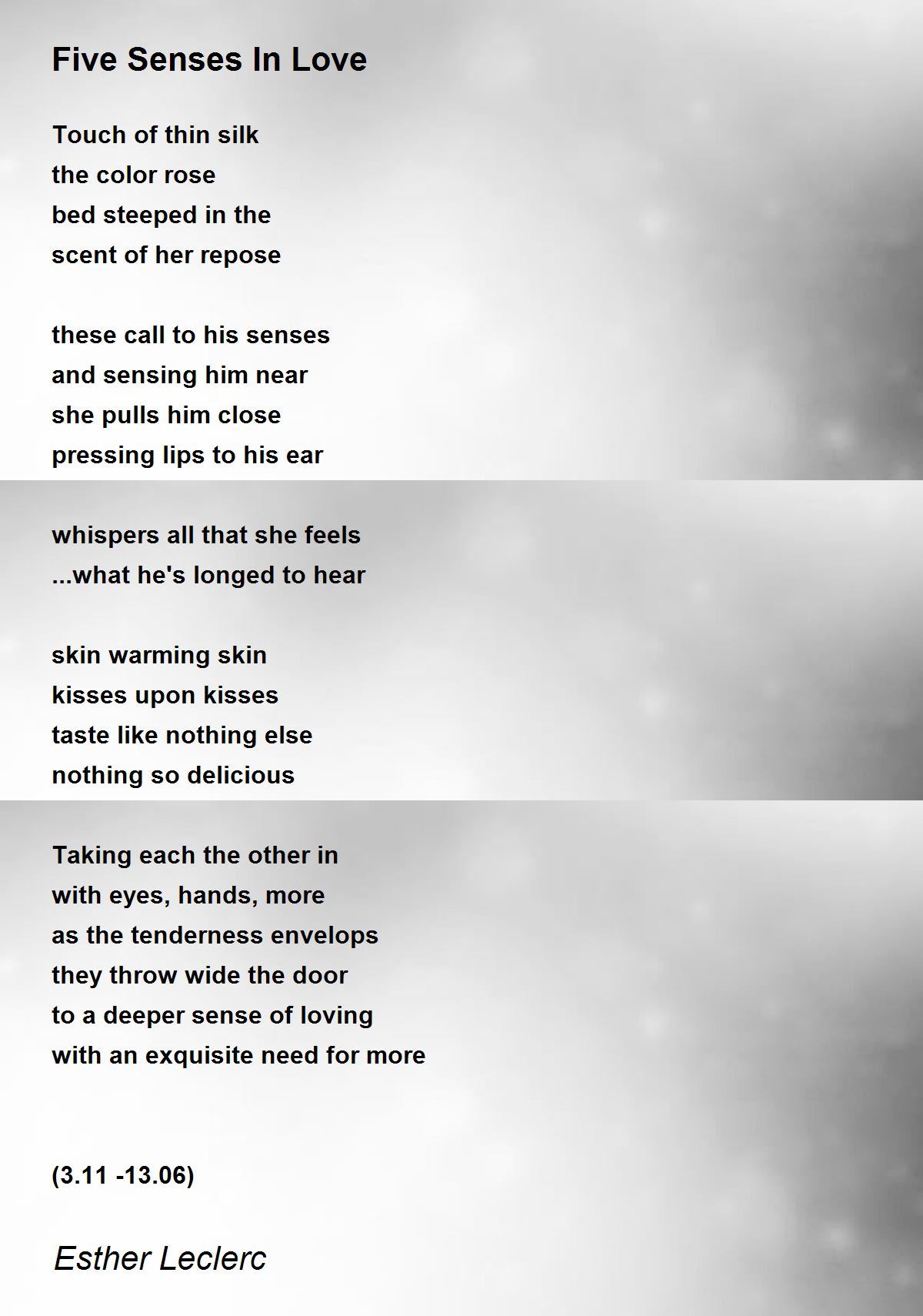 Five Senses In Love Poem By Esther Leclerc Poem Hunter