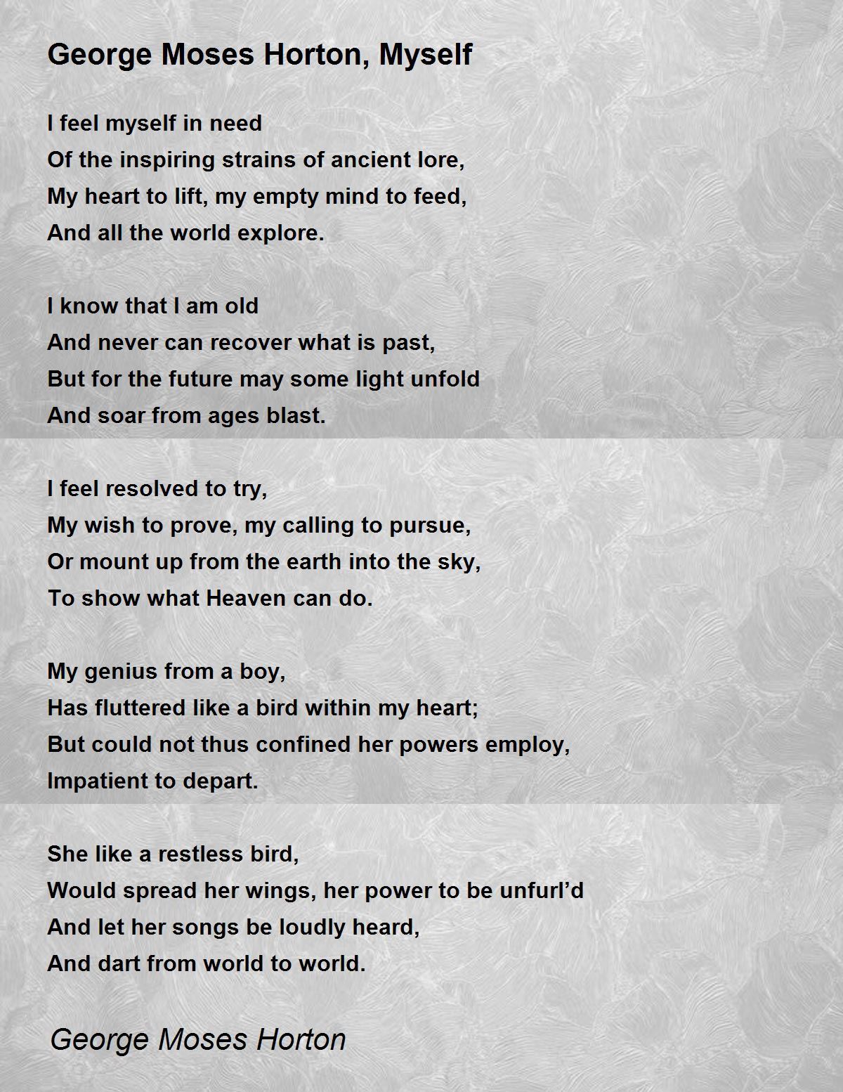 George Moses Horton, Myself Poem by George Moses Horton - Poem Hunter