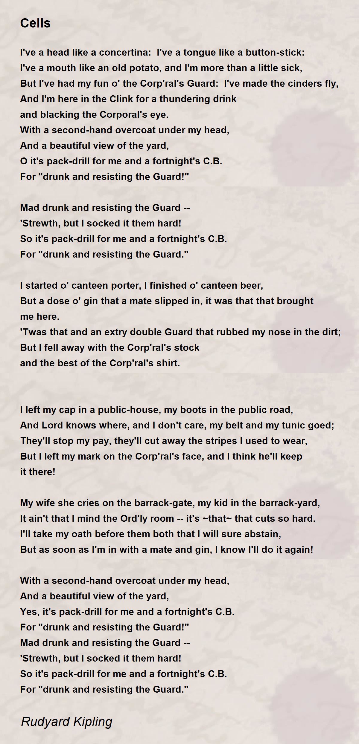 Cells Poem by Rudyard Kipling - Poem Hunter