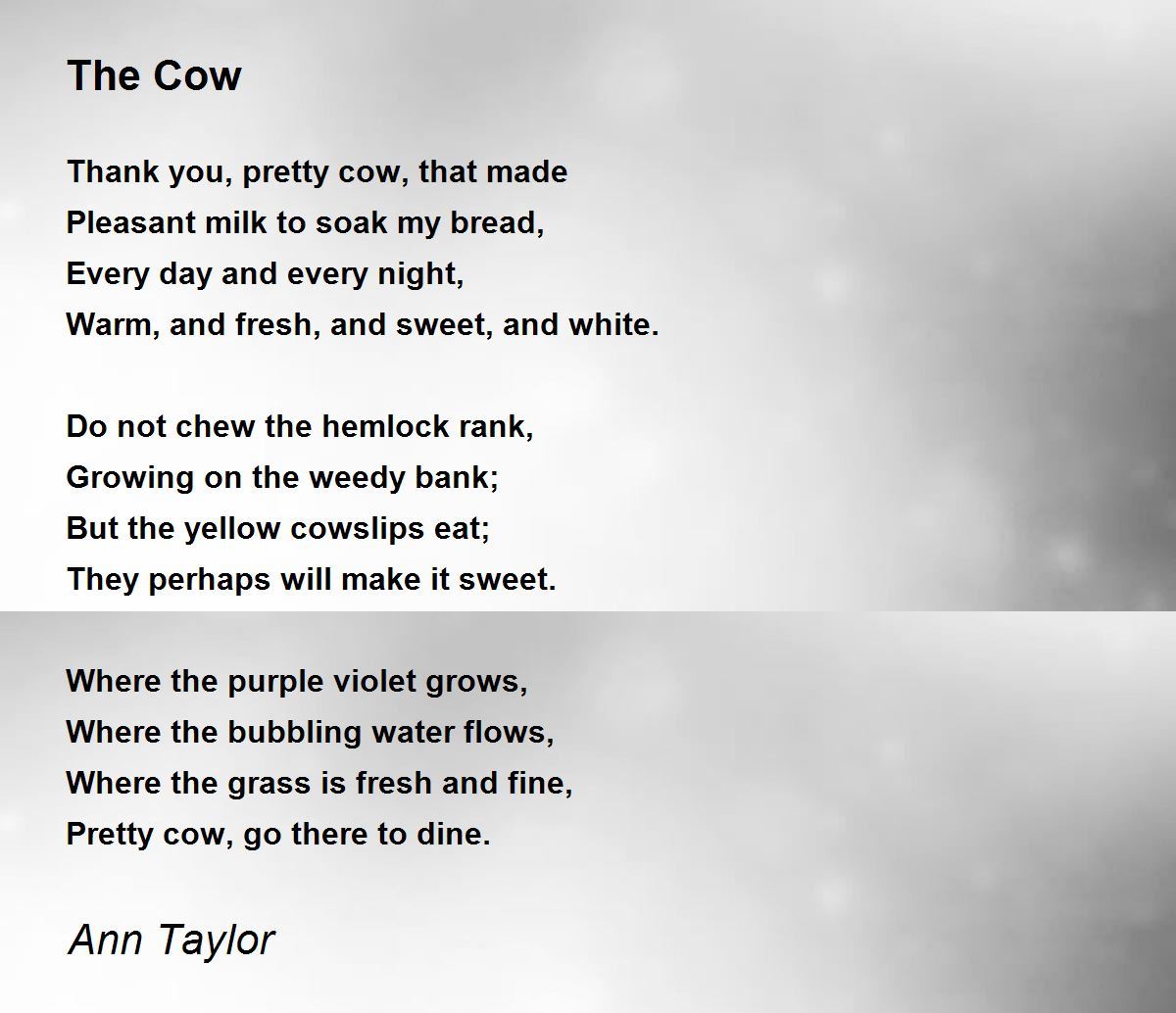 The Cow Poem by Ann Taylor - Poem Hunter