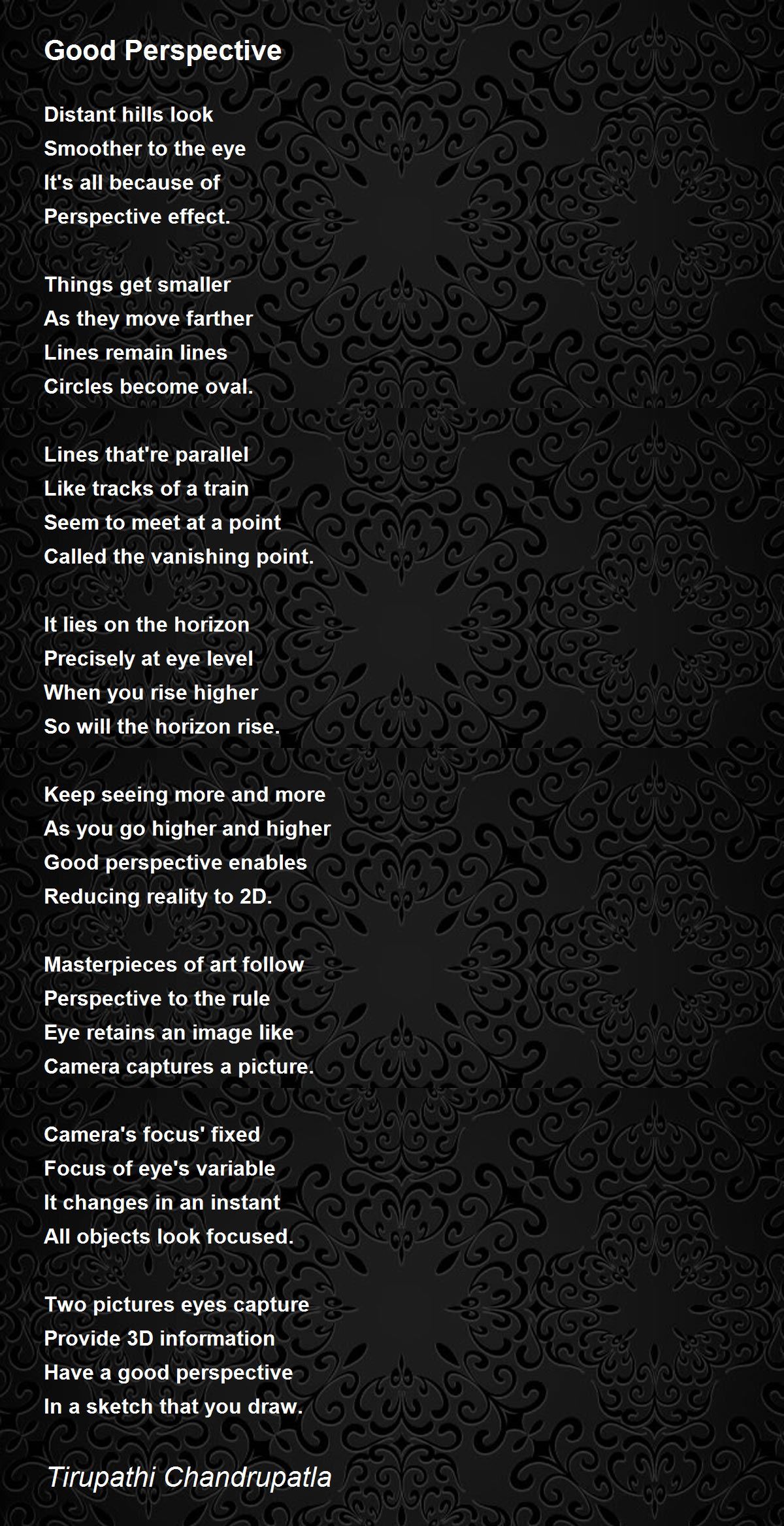 Good Perspective Poem by Tirupathi Chandrupatla - Poem Hunter