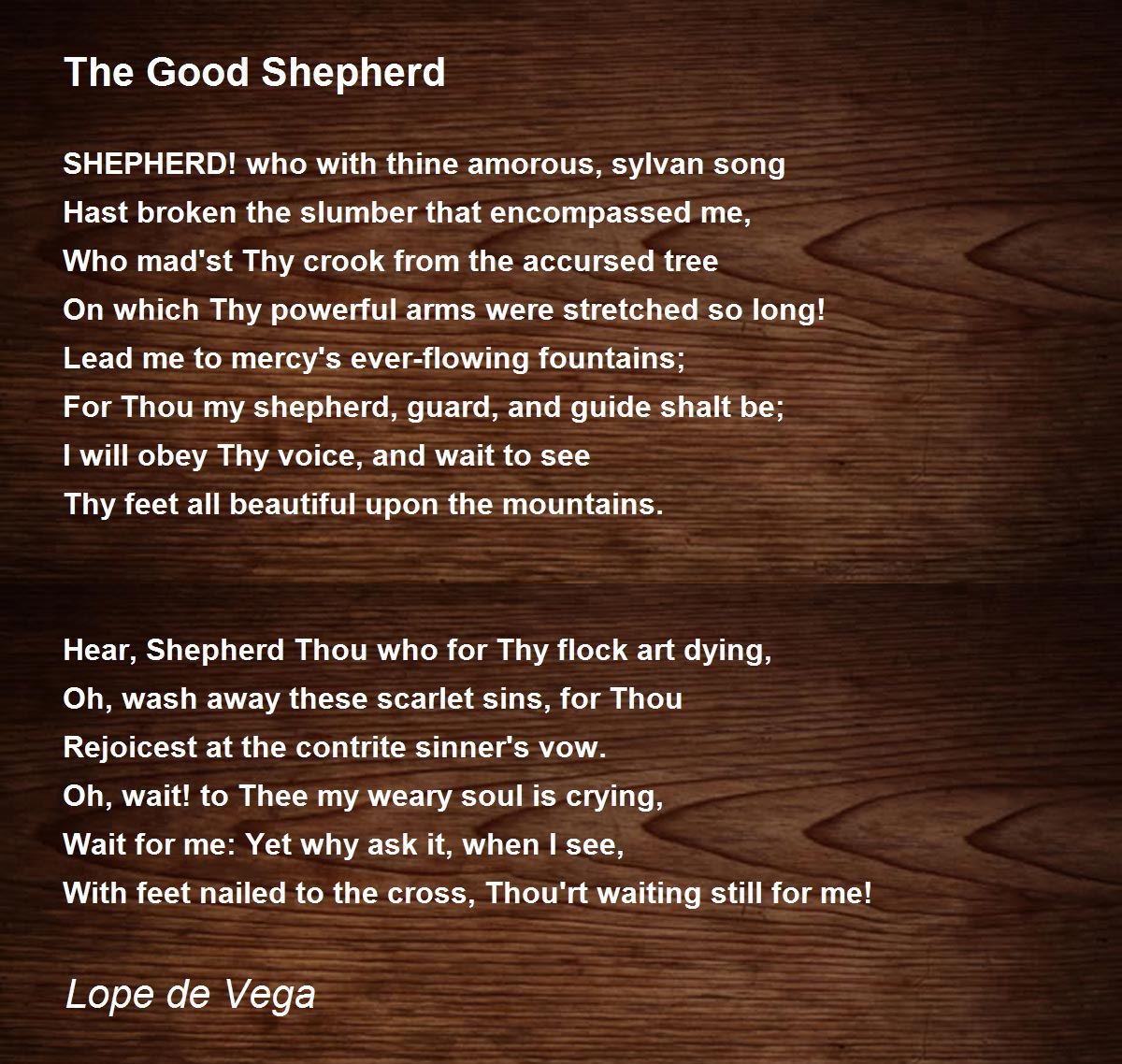 The Good Shepherd Poem by Lope de Vega - Poem Hunter