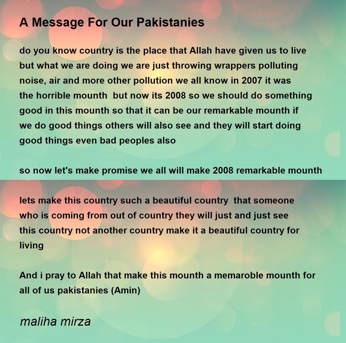 A Message For Our Pakistanies - A Message For Our Pakistanies Poem by ...