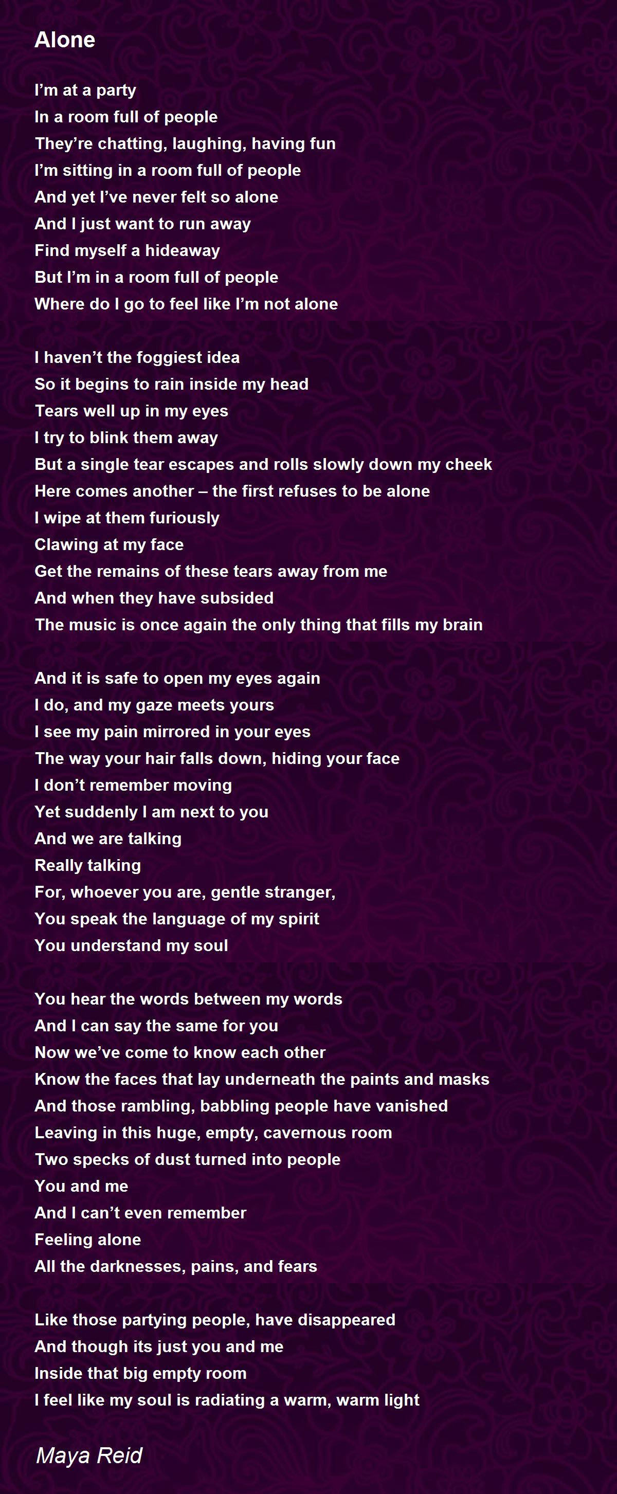 Alone Poem Maya – Alone (Maya Angelou poem) “Alone” Summary and ...
