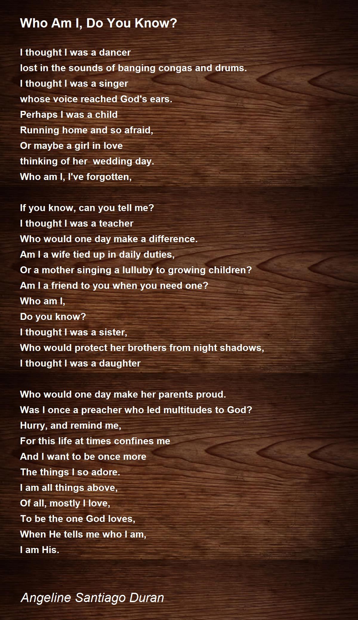 Who Am I, Do You Know? by Angeline Santiago Duran - Who Am I, Do You ...