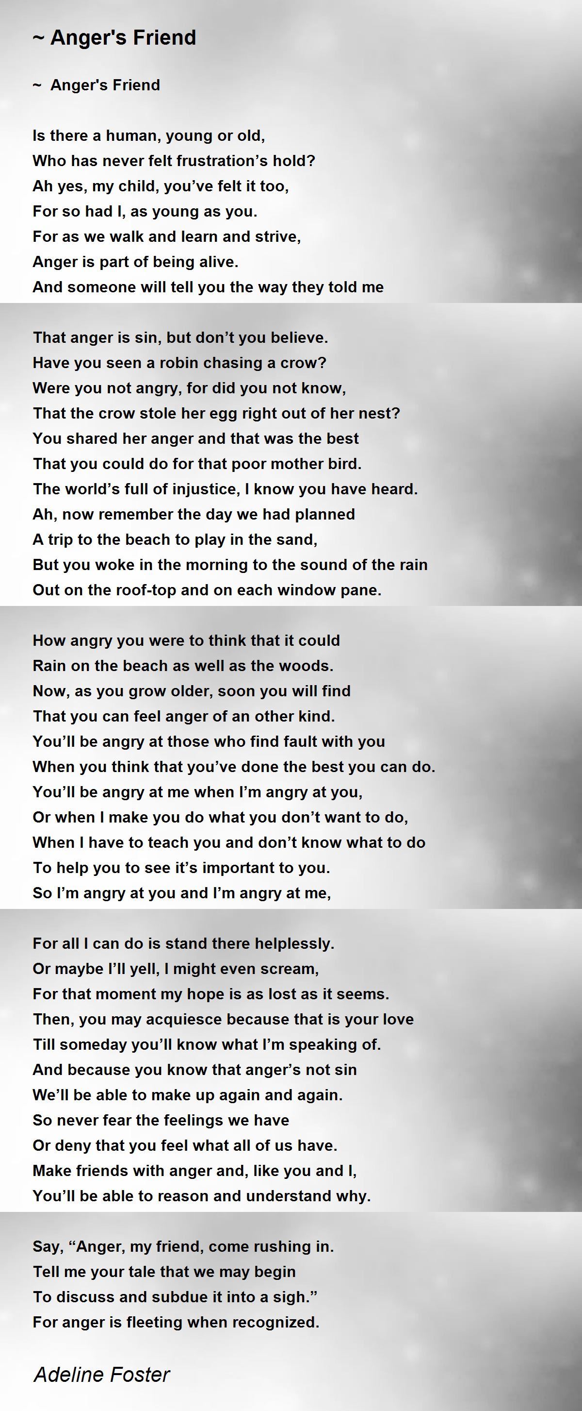 Anger Poems About Love BONUS FEATURES: POEM: I Told God I Was Angry