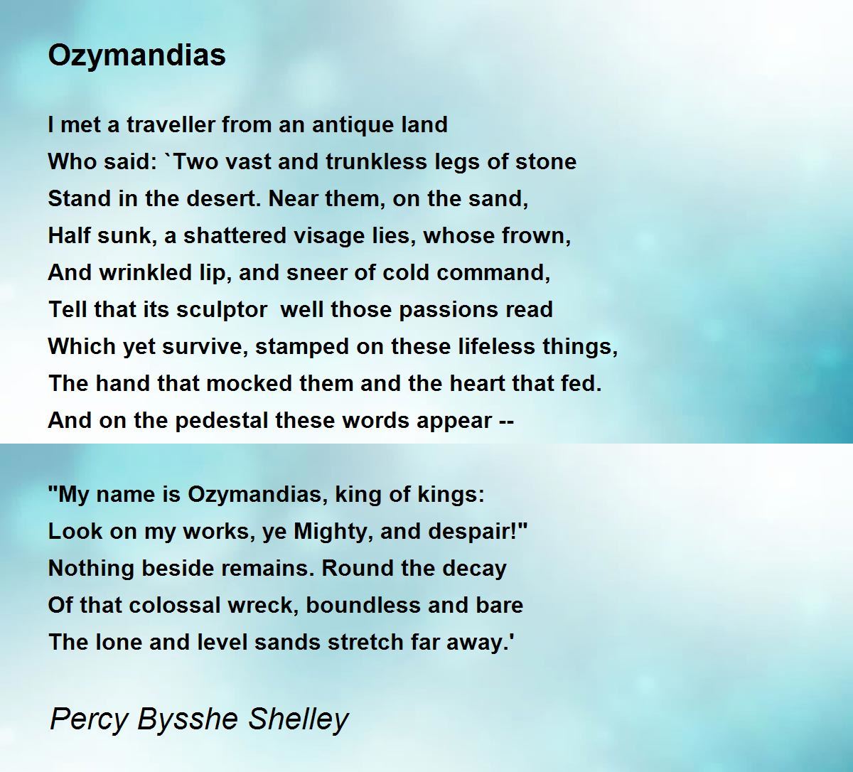 Ozymandias Poem By Percy Bysshe Shelley Poem Hunter Ozymandias Poem By Percy Bysshe Shelley Poem Hunter