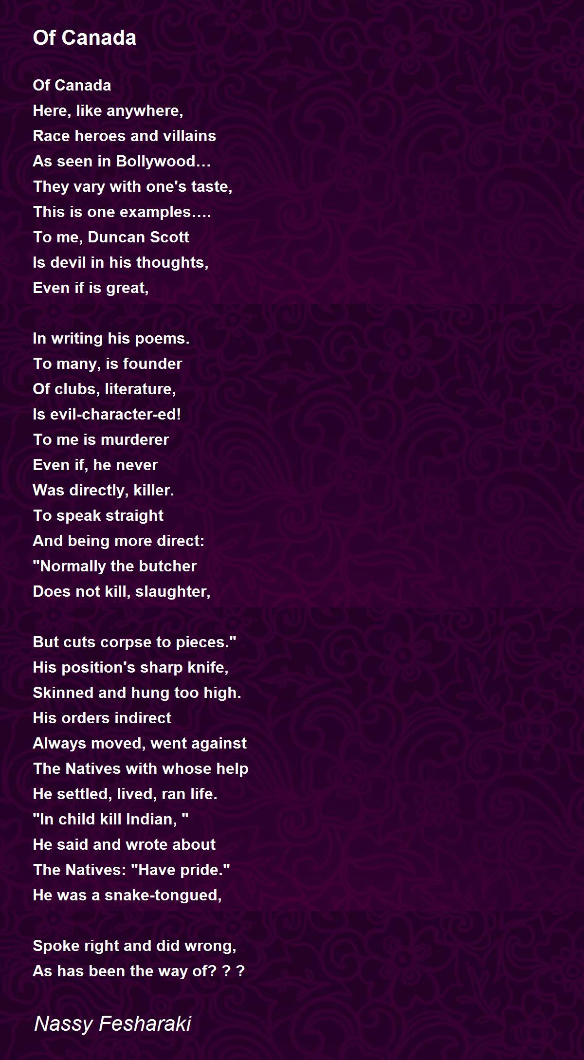 Of Canada - Of Canada Poem by Nassy Fesharaki