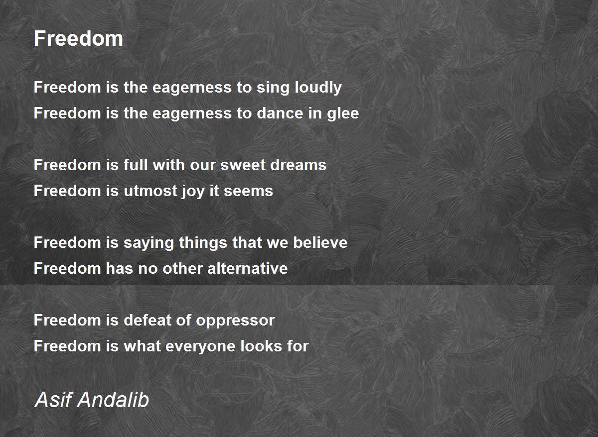 Freedom Poem By Wassila Nader Poem Hunter