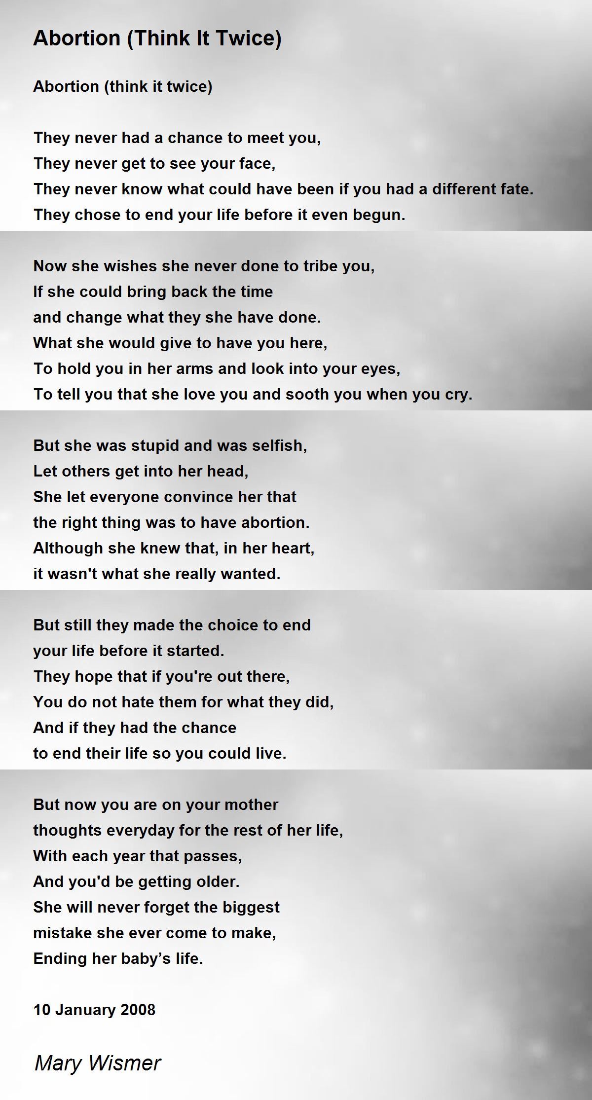 Abortion Poems From Baby