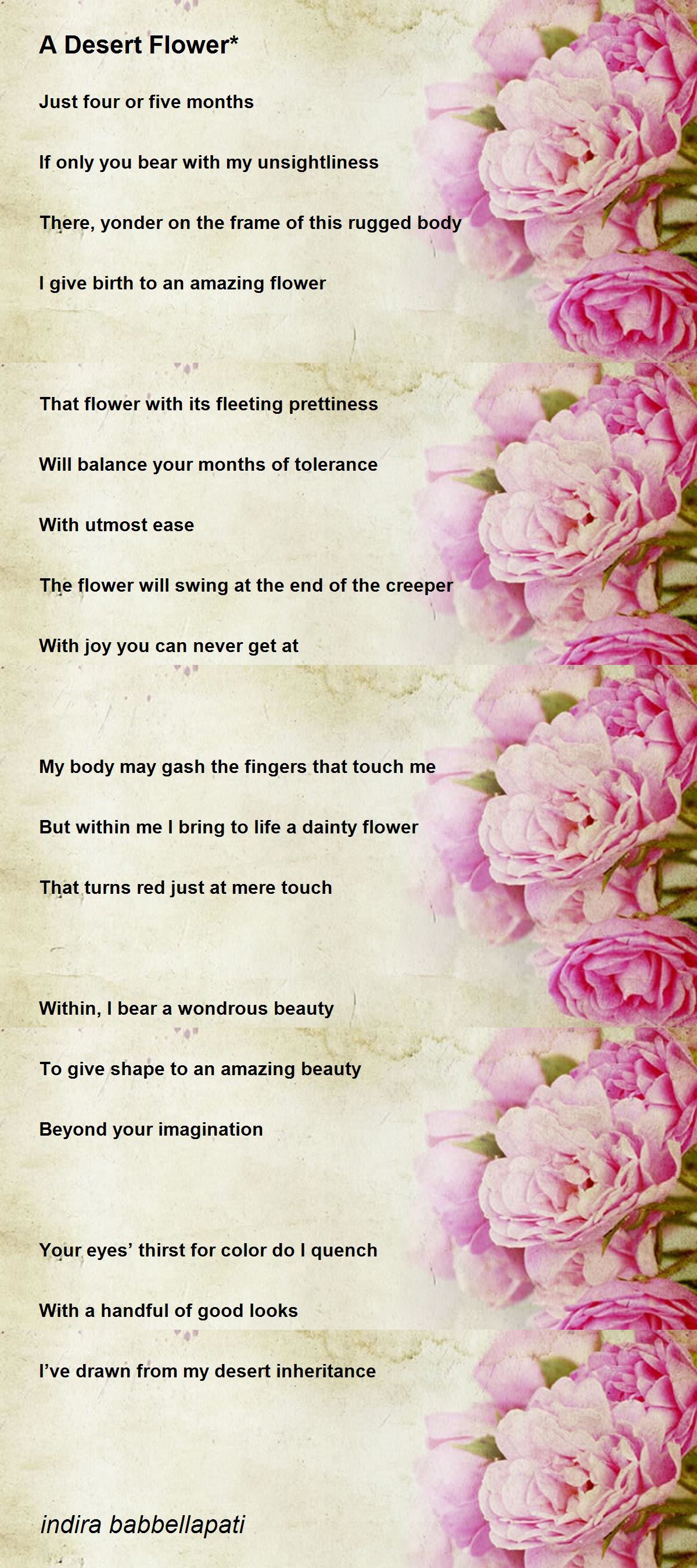 A Desert Flower* - A Desert Flower* Poem by indira babbellapati