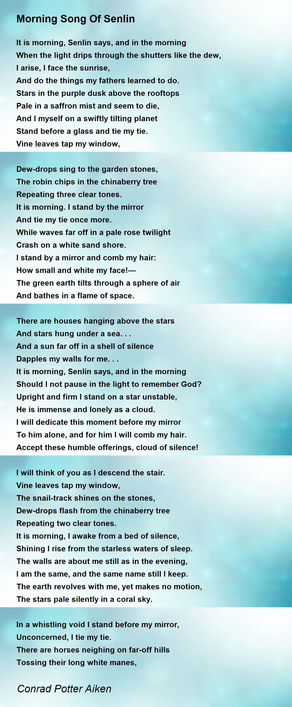 Morning Song Of Senlin Poem by Conrad Potter Aiken - Poem Hunter