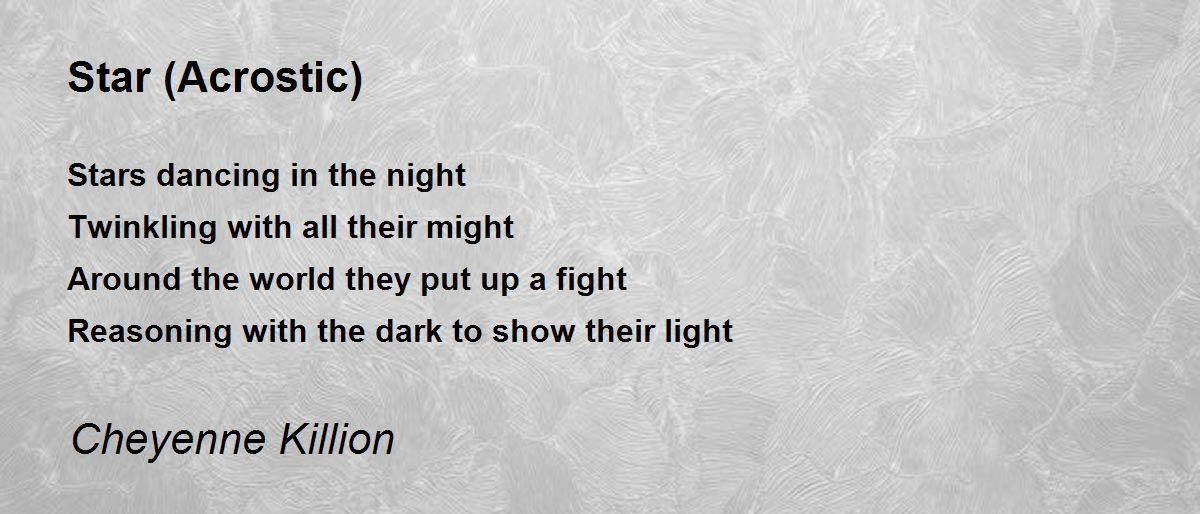 Concrete Poem Of A Star at Kathleen Dekker blog