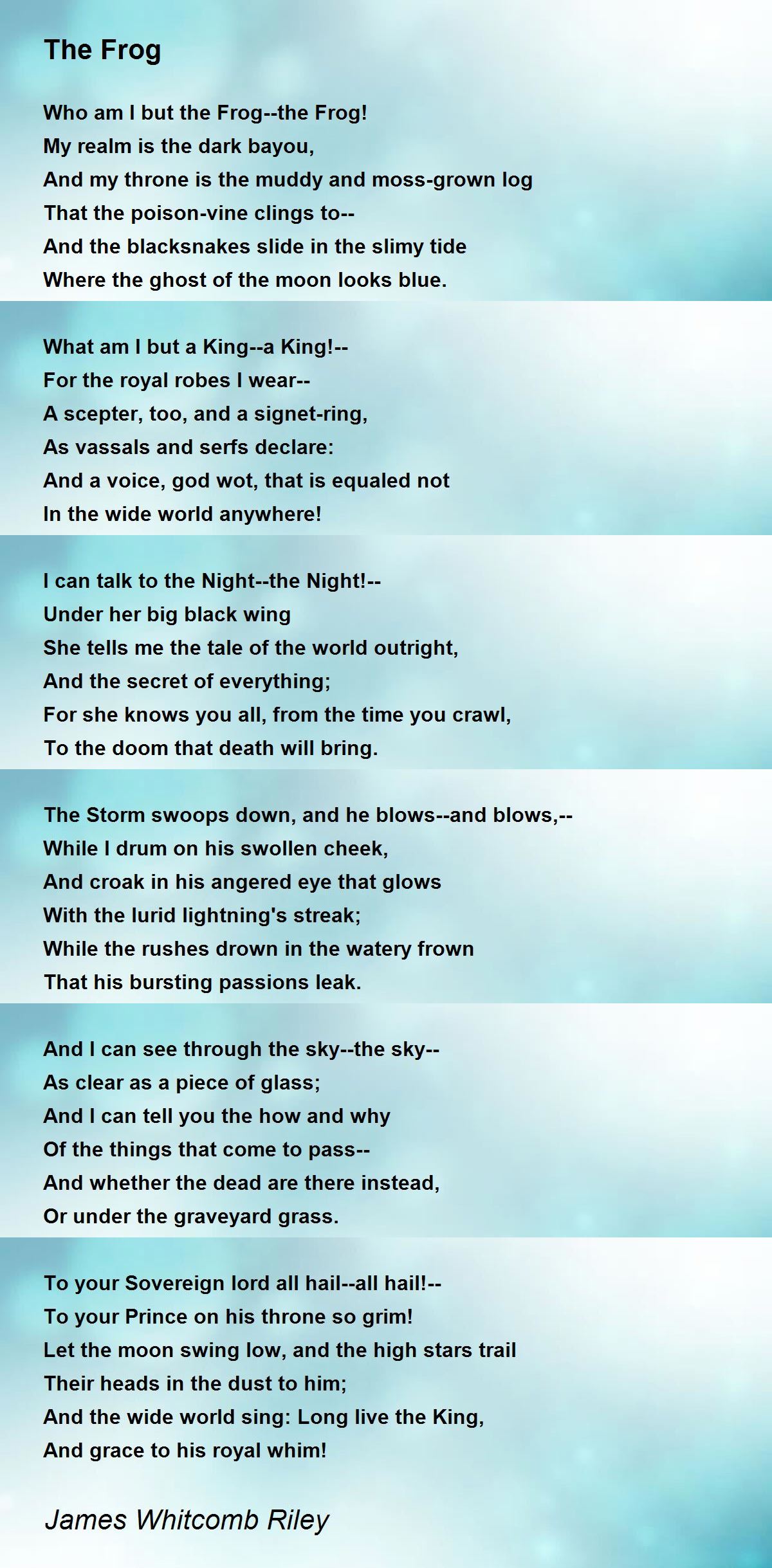 The Frog - The Frog Poem by James Whitcomb Riley