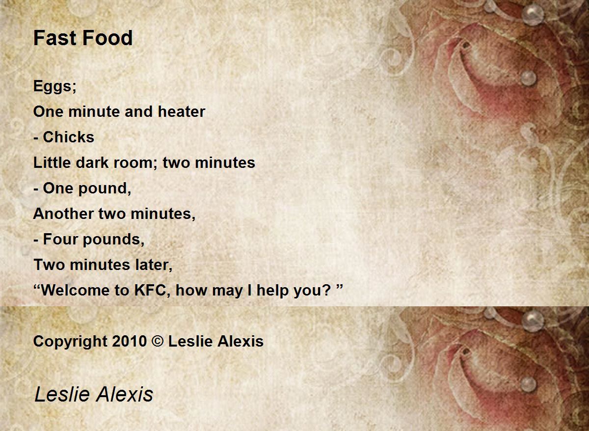 Fast Food - Fast Food Poem by Leslie Alexis