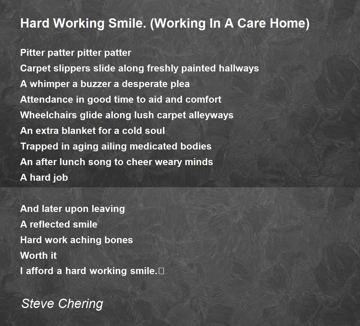 Hard Working Smile.(Working In A Care Home) - Hard Working Smile ...
