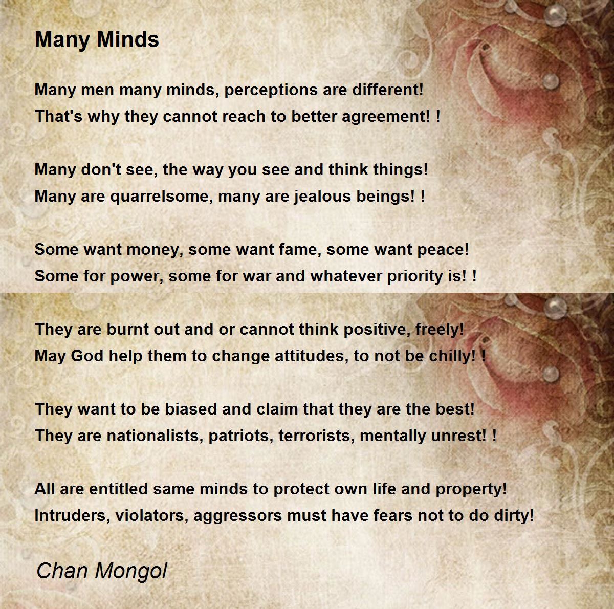 Many Minds by Chan Mongol - Many Minds Poem