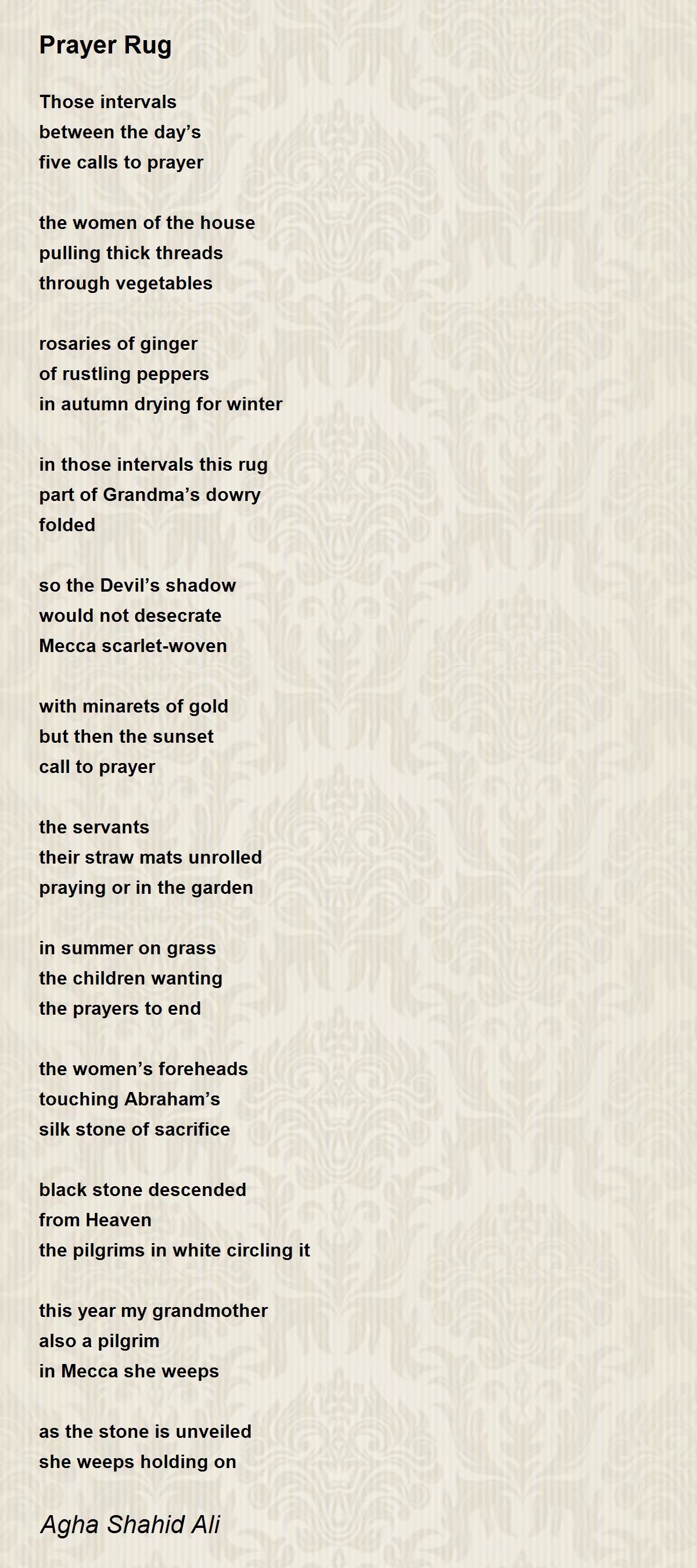 Prayer Rug Poem Analysis at Janie Ware blog