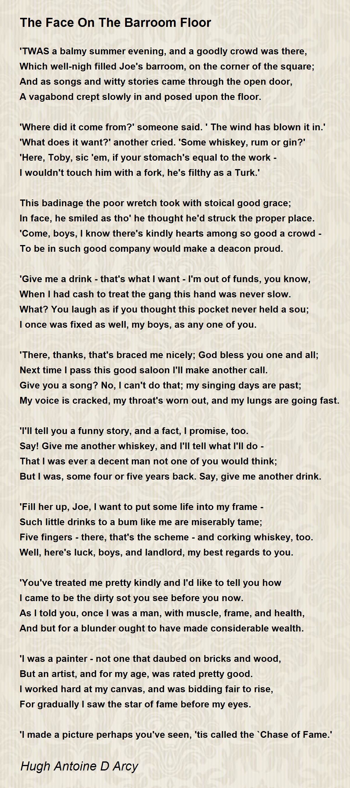 The Face Upon Barroom Floor | Viewfloor.co