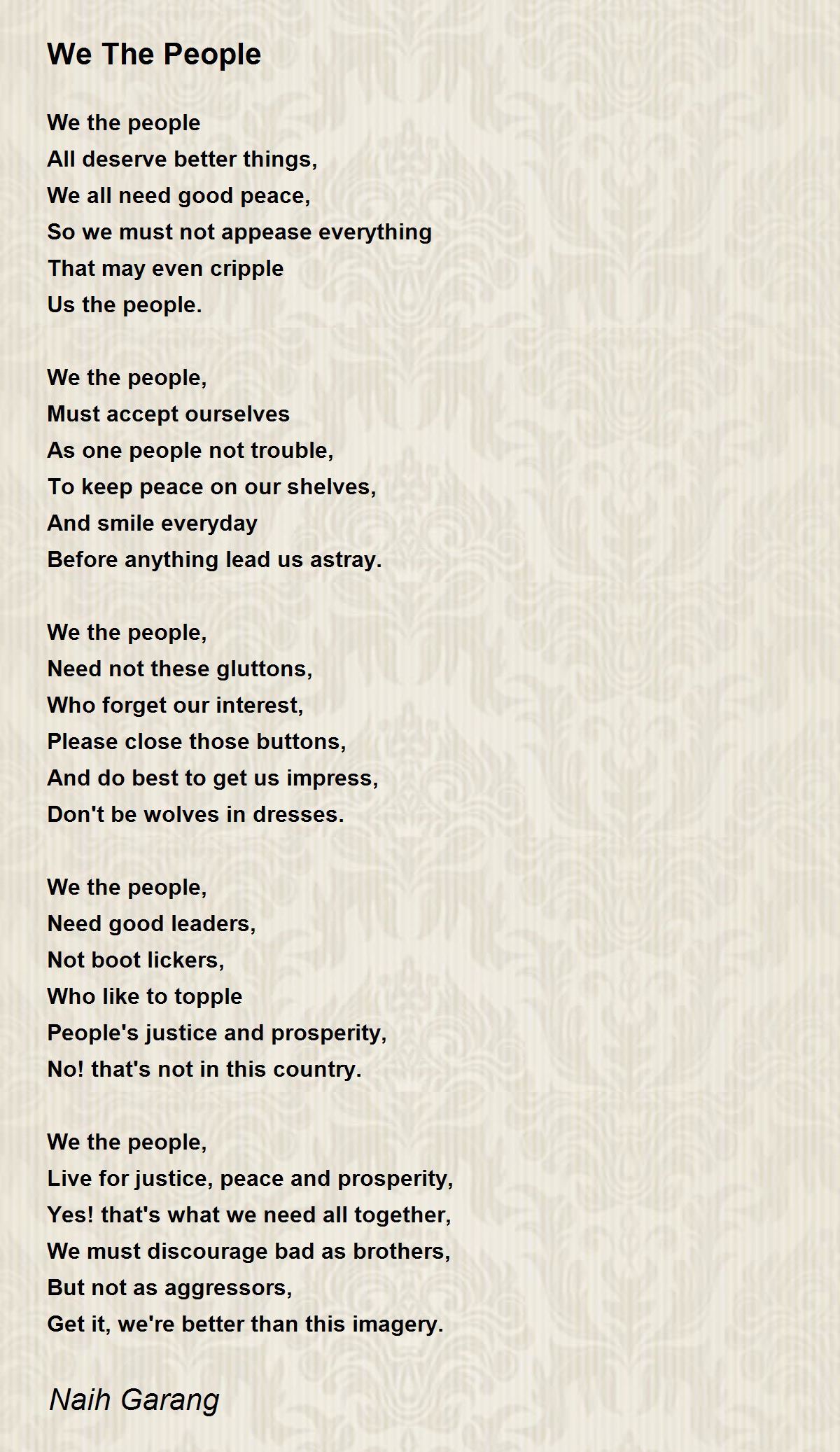 We The People - We The People Poem by Naih Garang