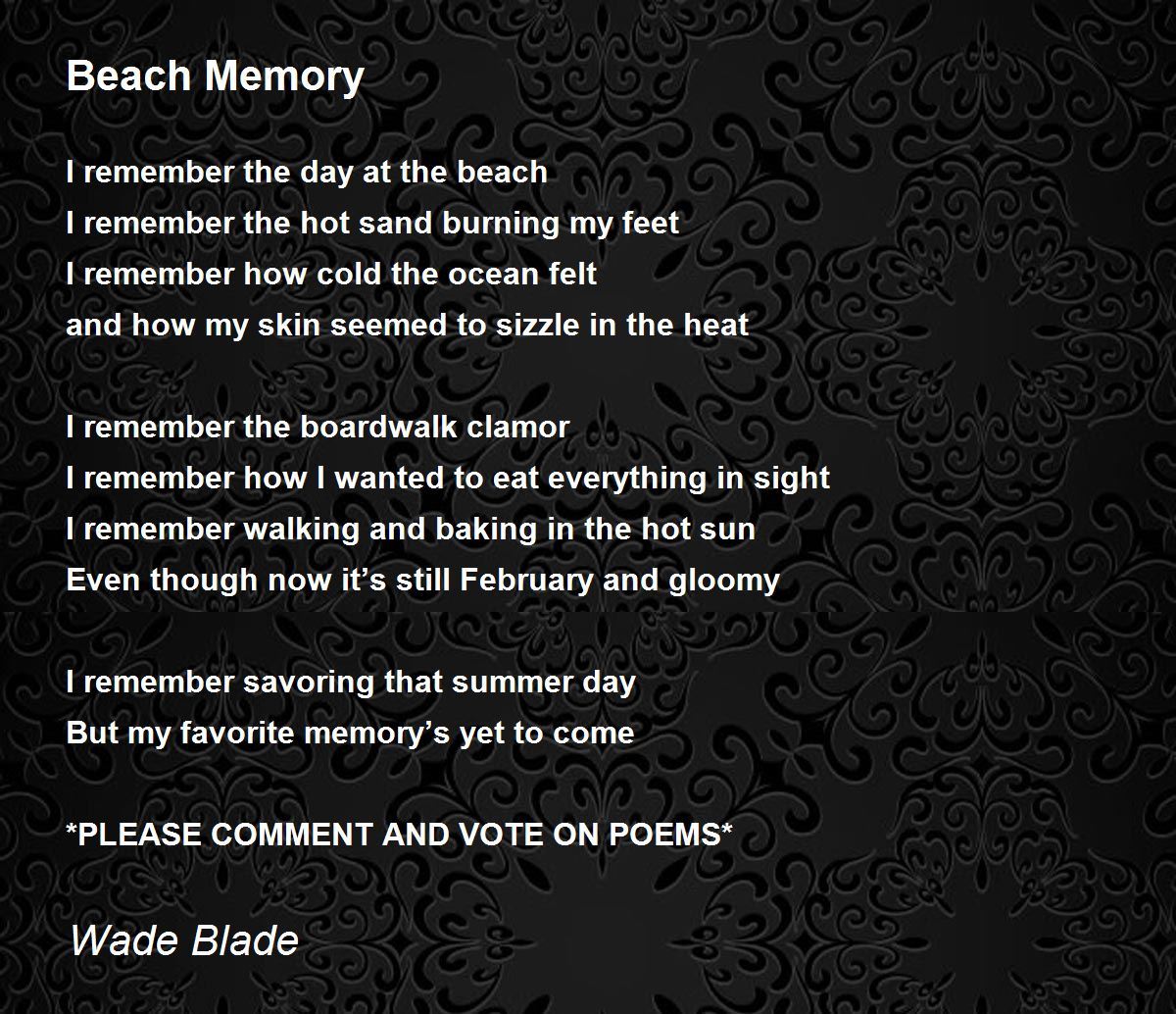 Beach Memory - Beach Memory Poem by Wade Blade