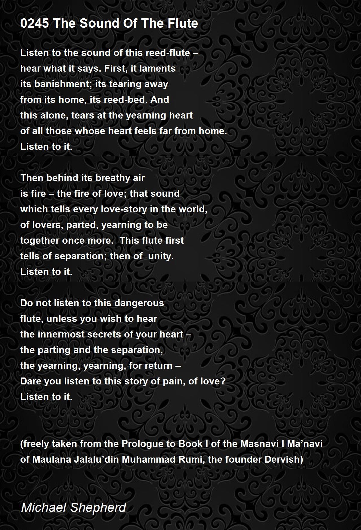 0245 The Sound Of The Flute Poem by Michael Shepherd - Poem Hunter