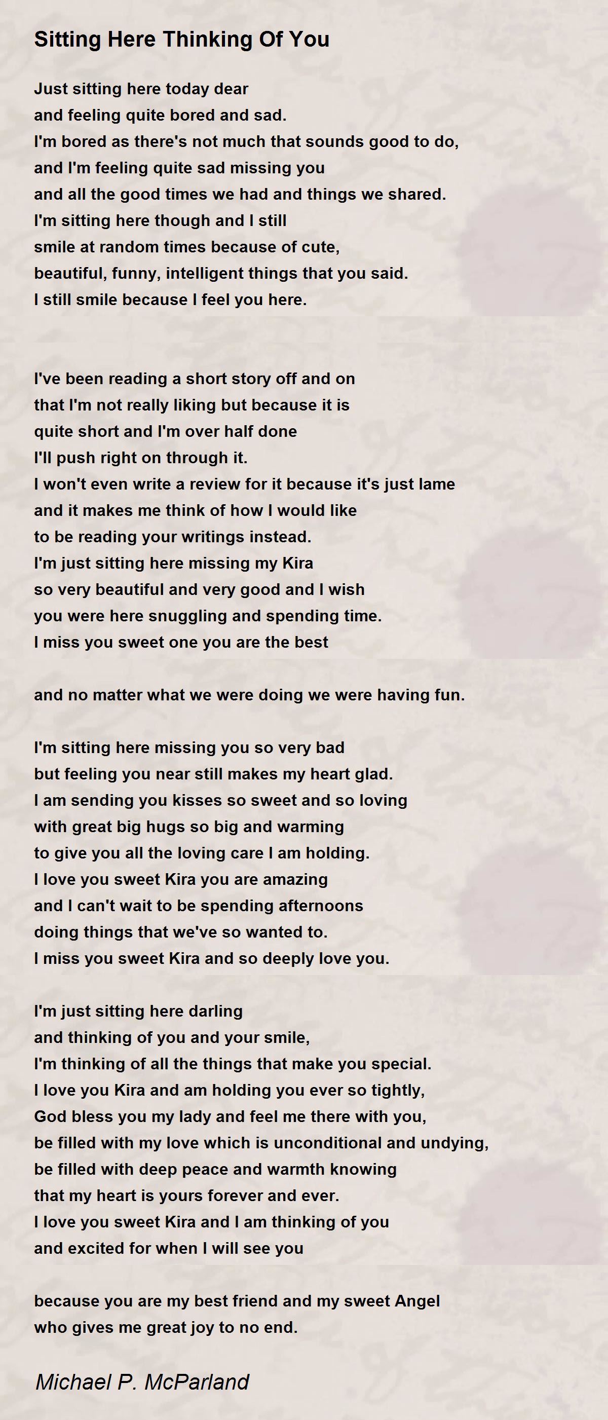 Sitting Here Thinking Of You - Sitting Here Thinking Of You Poem by ...