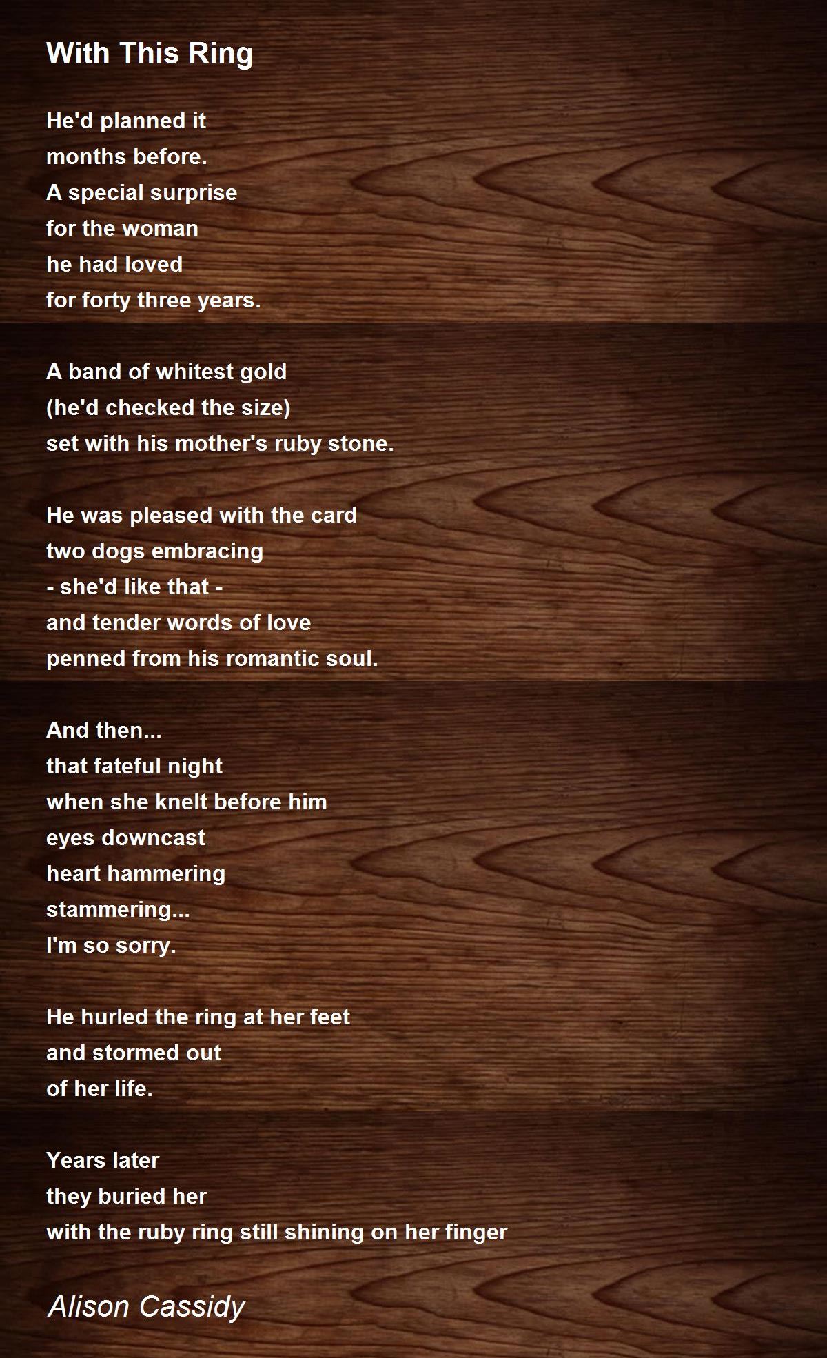 With This Ring - With This Ring Poem by Alison Cassidy