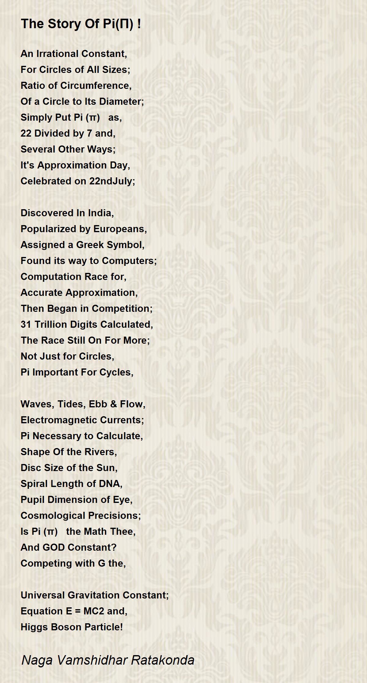 Pi Poem Definition at Jennifer Colbert blog