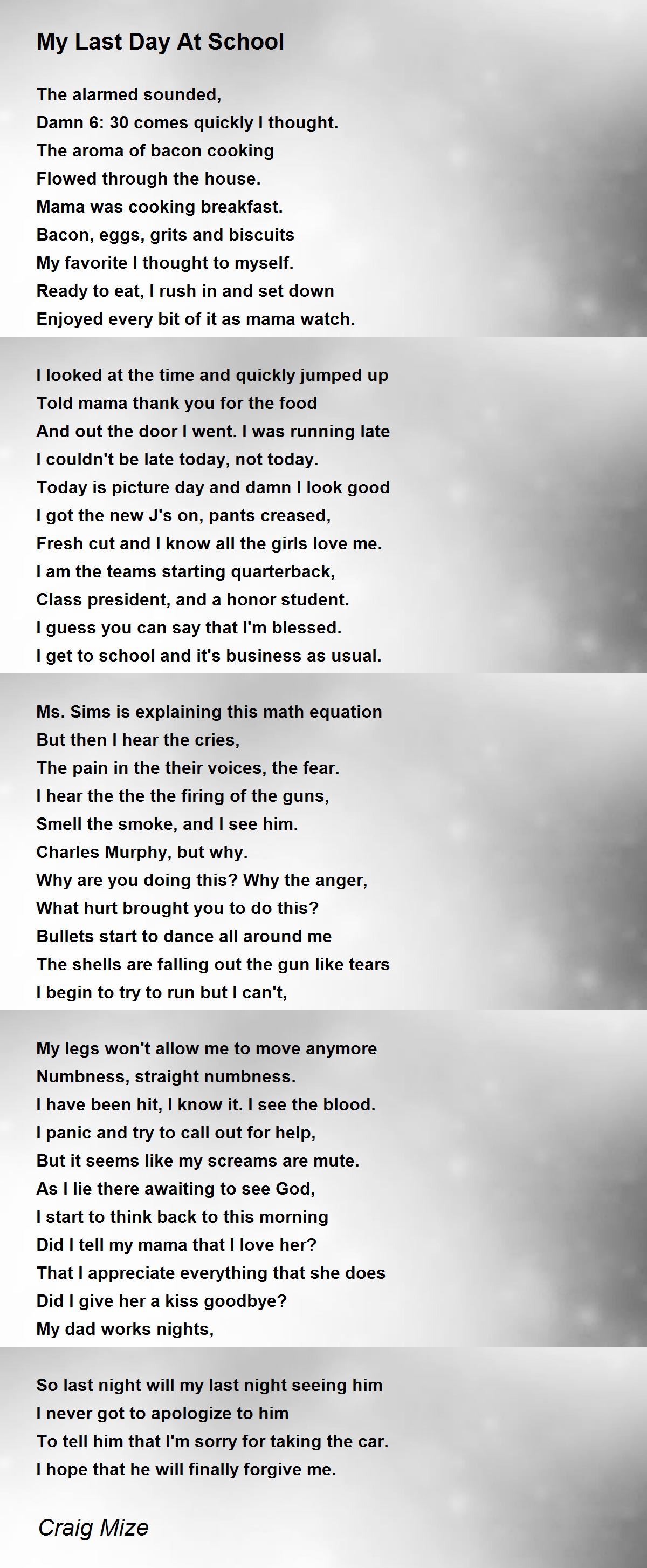 My Last Day At School My Last Day At School Poem By Craig Mize