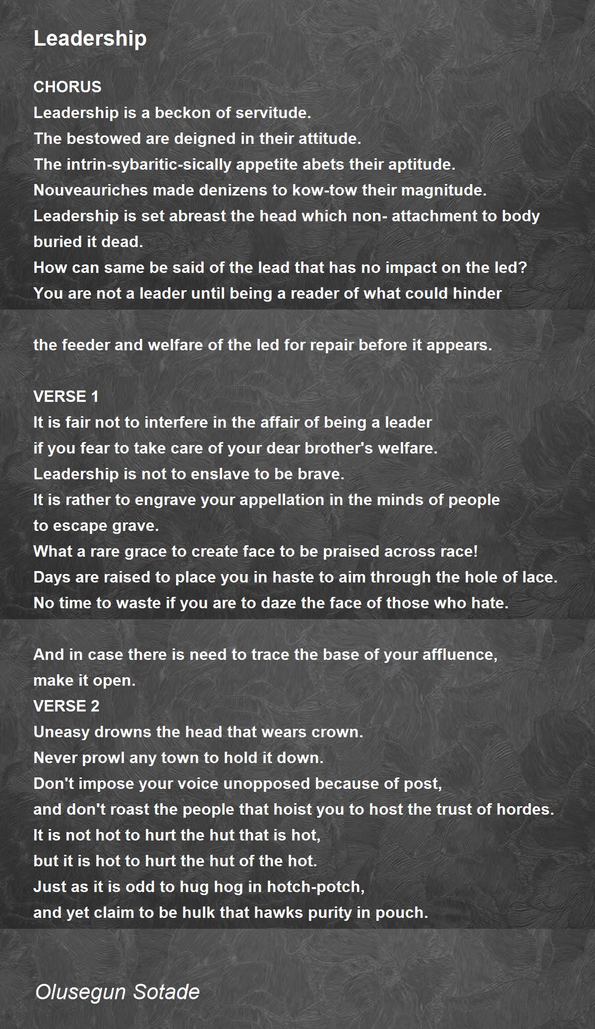 Inspirational Poems About Leadership