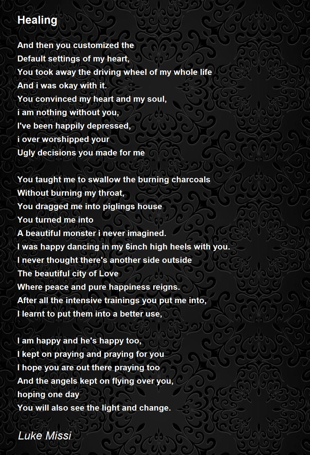 Healing by Luke Missi - Healing Poem