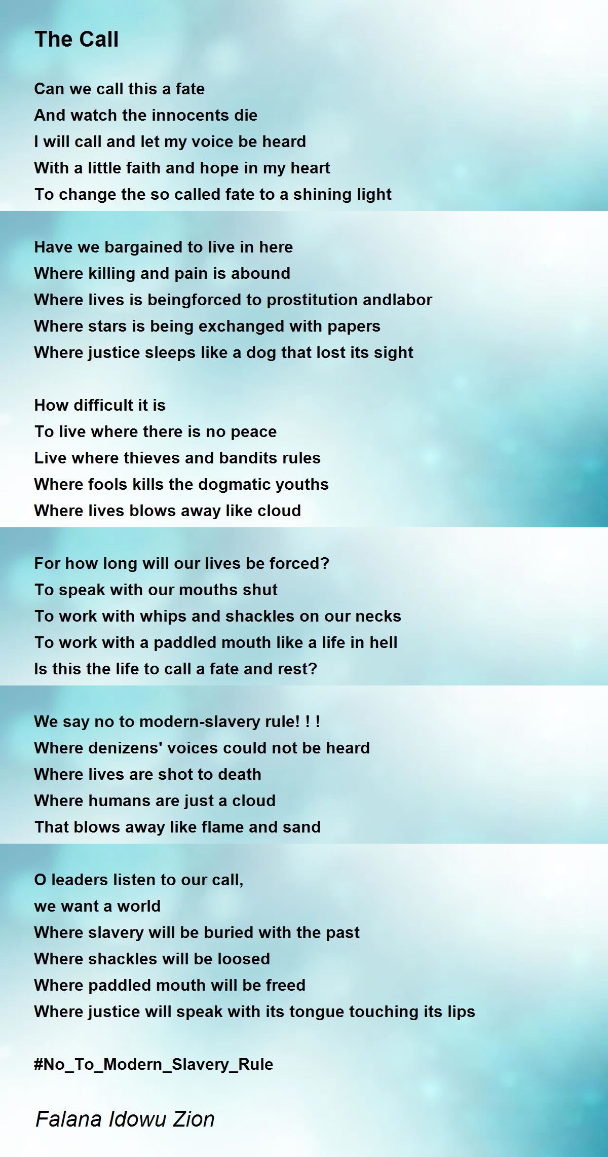 The Call by Falana Zion - The Call Poem