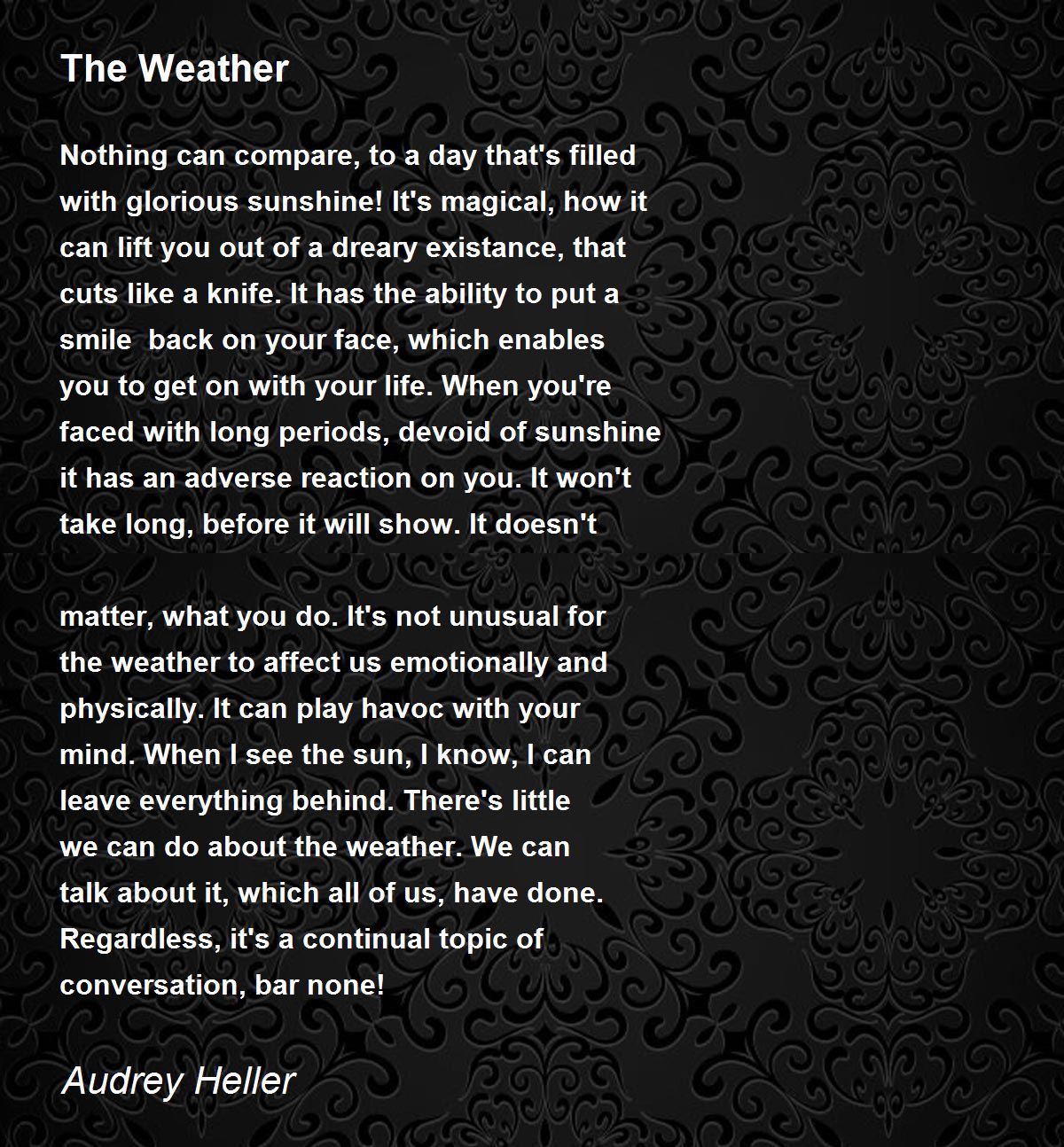 The Weather by Audrey Heller - The Weather Poem