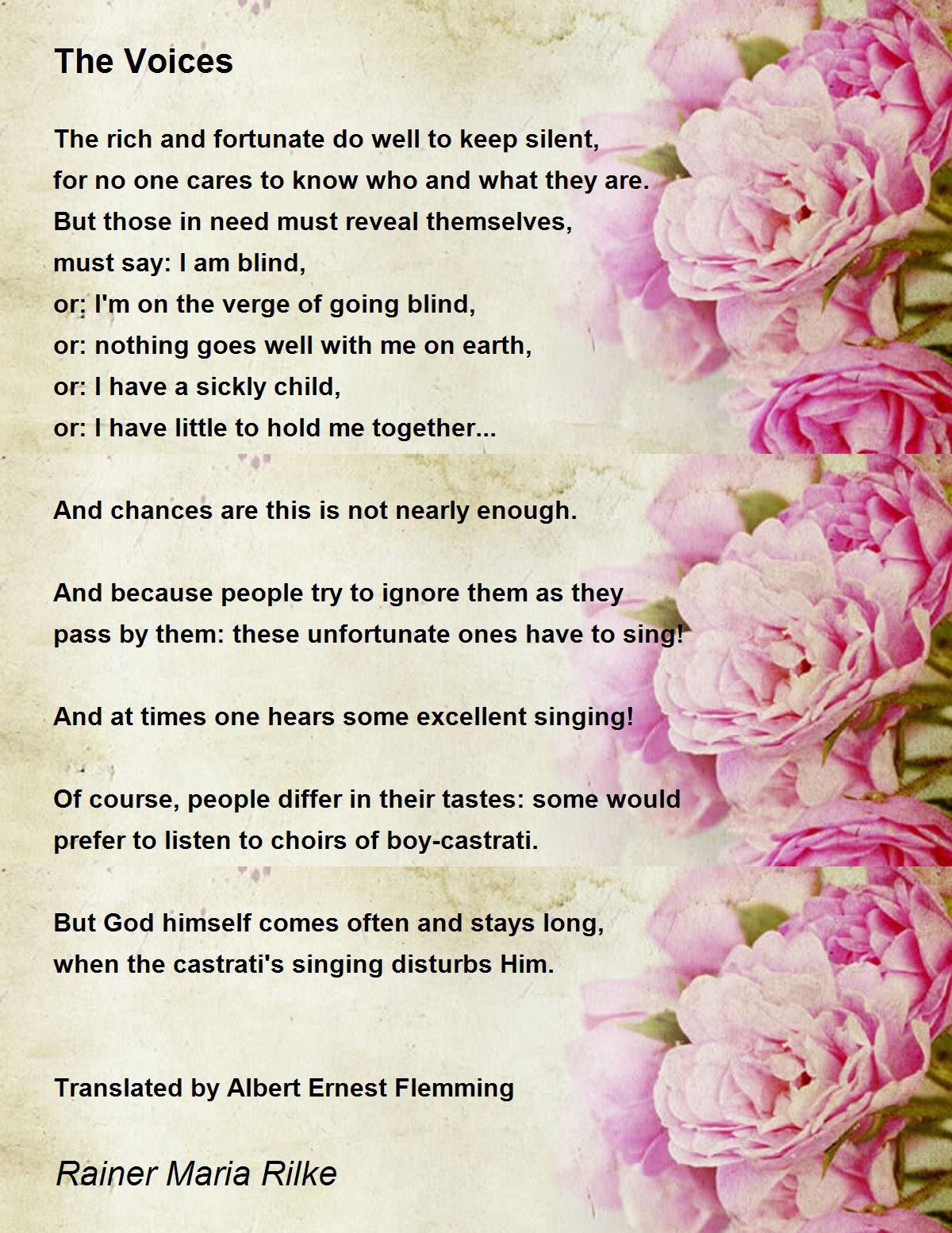 The Voices Poem by Rainer Maria Rilke - Poem Hunter