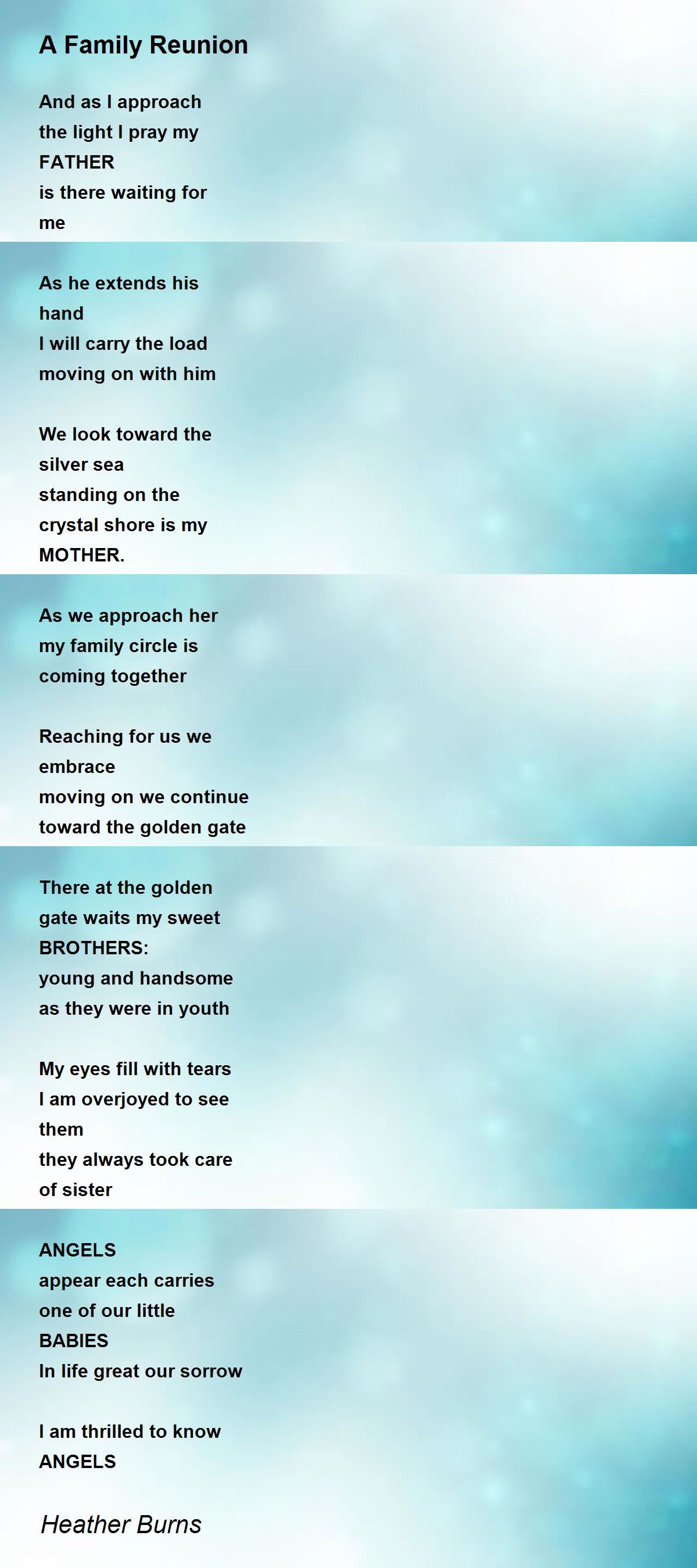 Family Reunion Welcome Poem