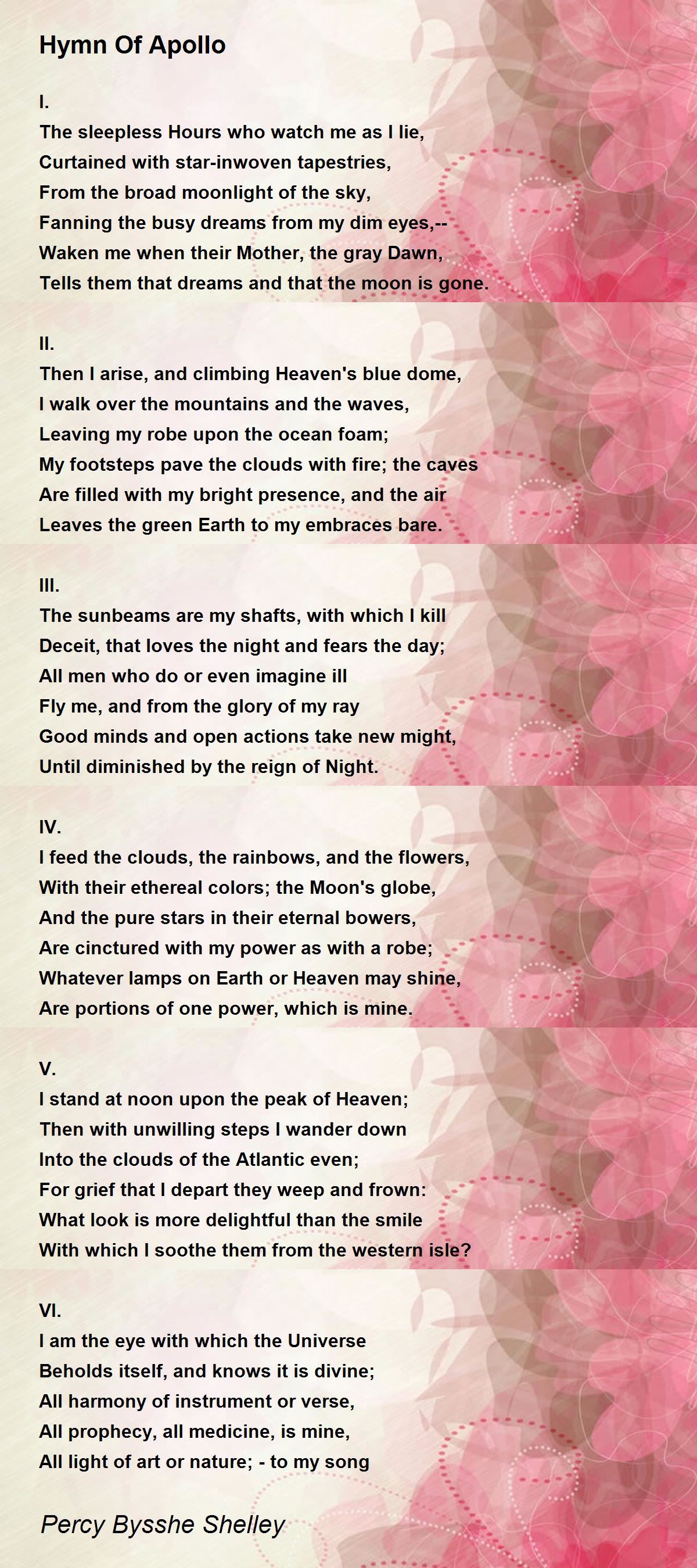 Hymn Of Apollo Poem by Percy Bysshe Shelley - Poem Hunter