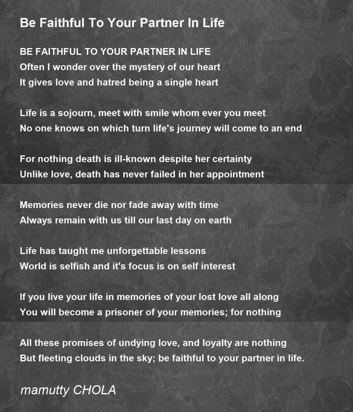 Be Faithful To Your Partner In Life - Be Faithful To Your Partner In ...