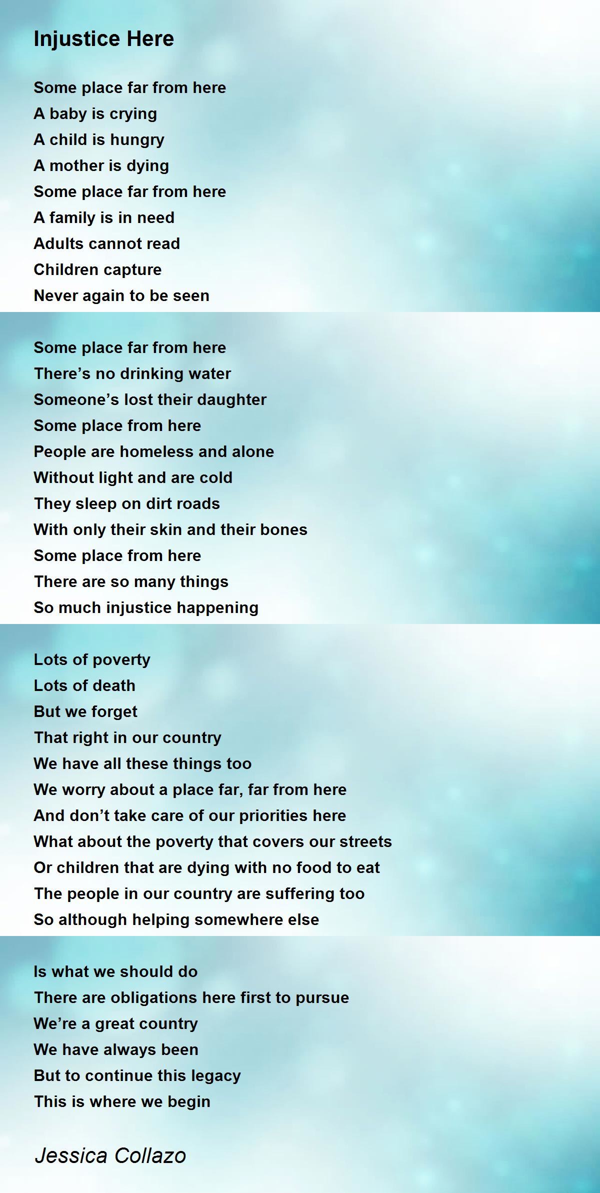 Injustice Here - Injustice Here Poem by Jessica Collazo