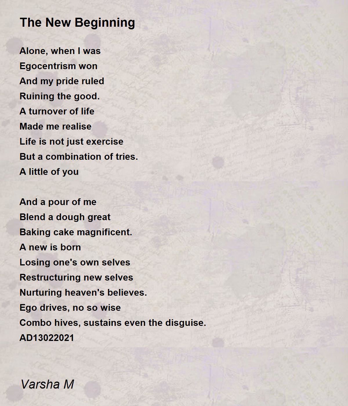 The New Beginning Poem by Varsha M - Poem Hunter