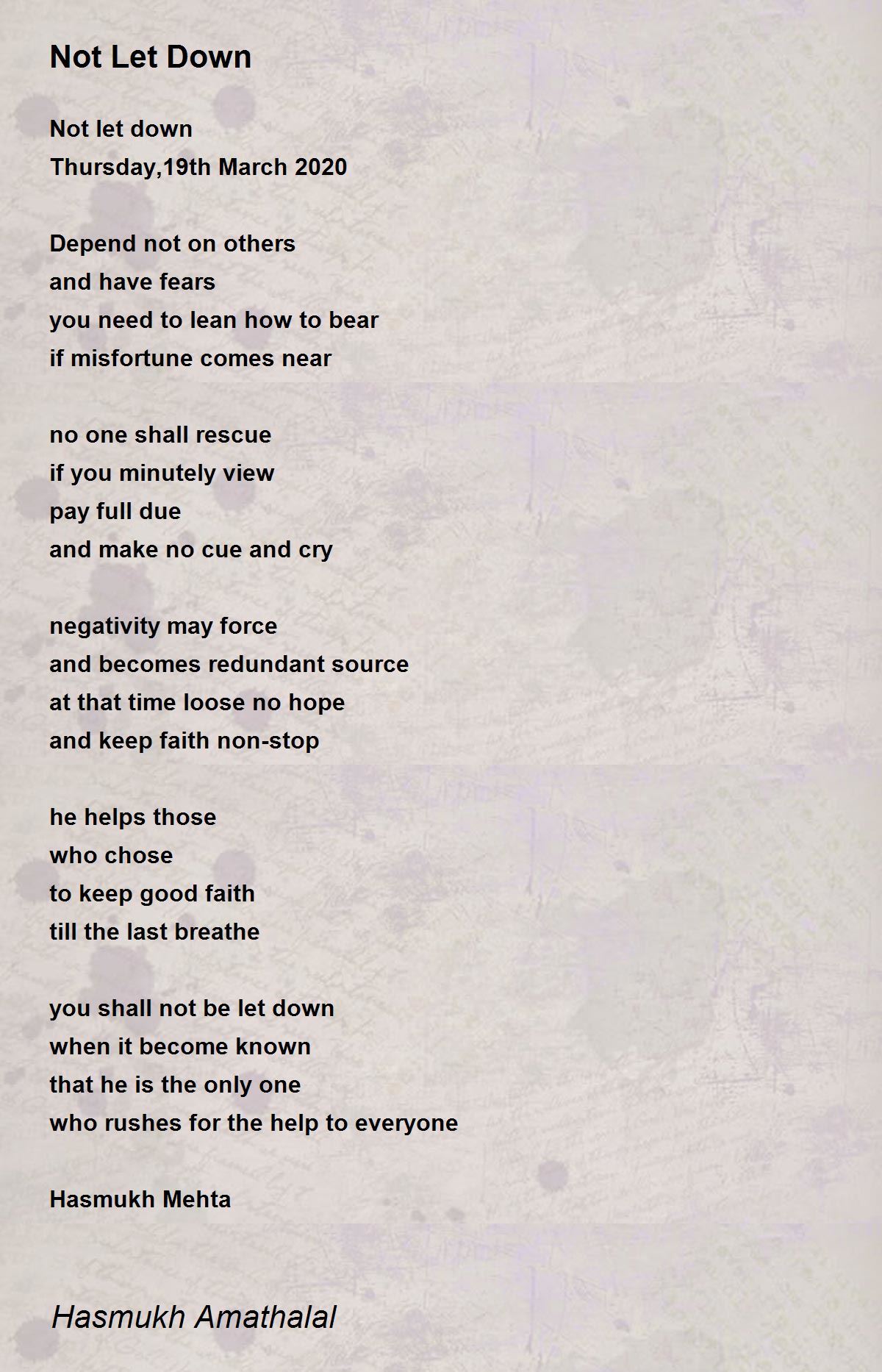 Let Down Poems Quotes