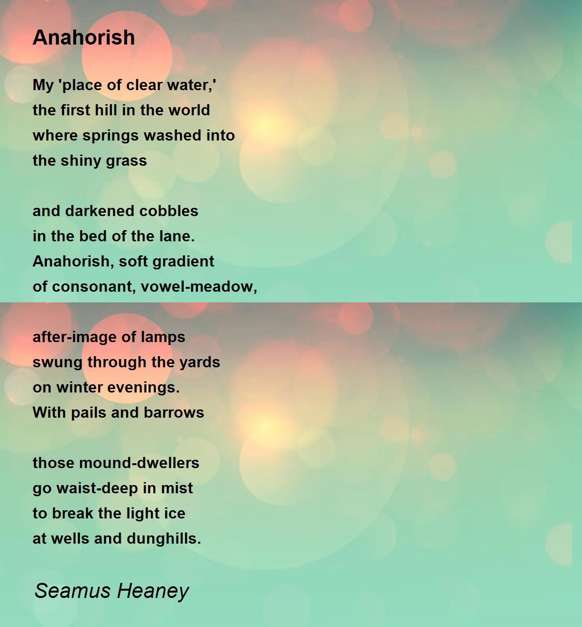 Anahorish Poem by Seamus Heaney - Poem Hunter