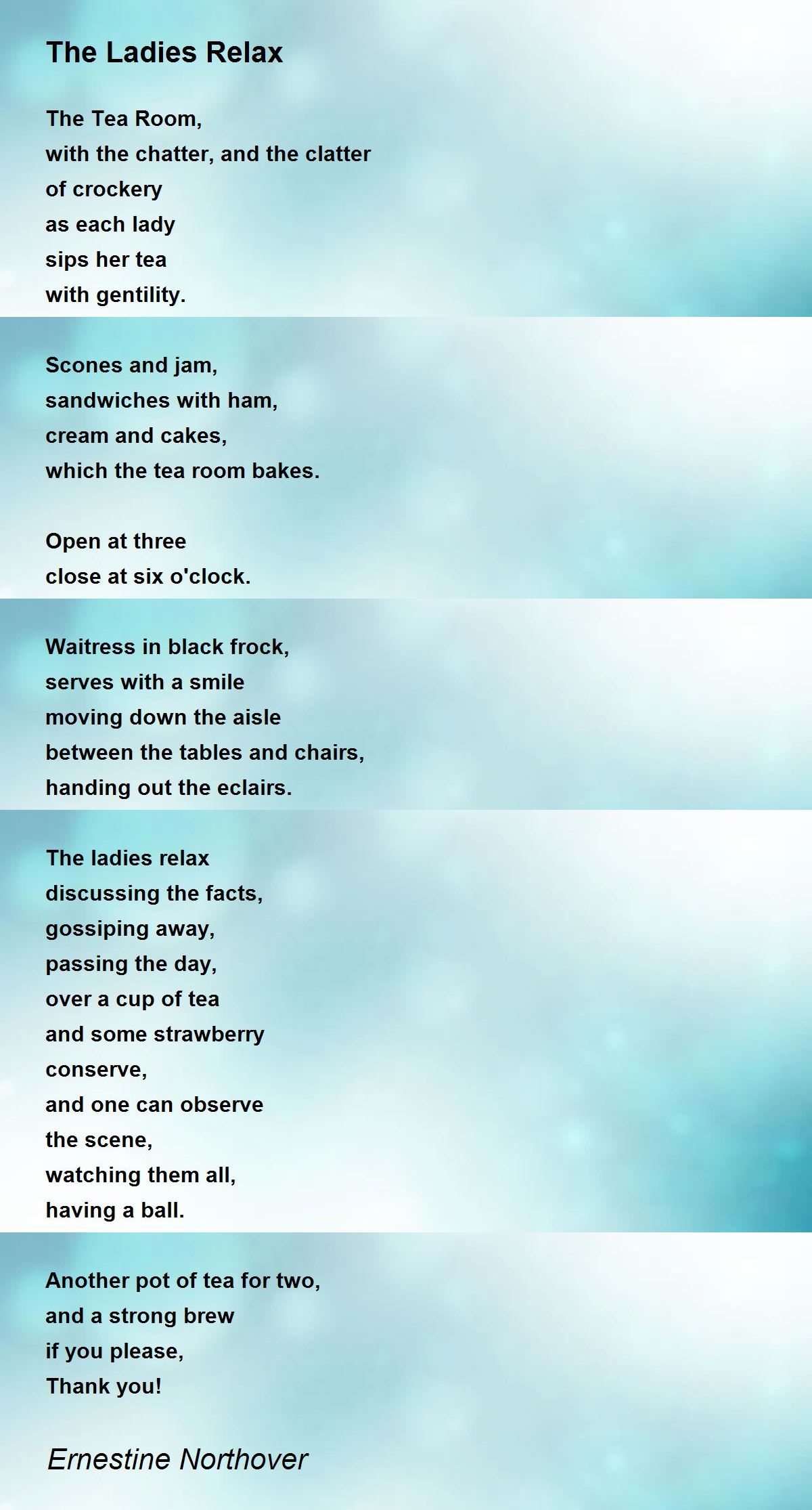 The Ladies Relax - The Ladies Relax Poem by Ernestine Northover