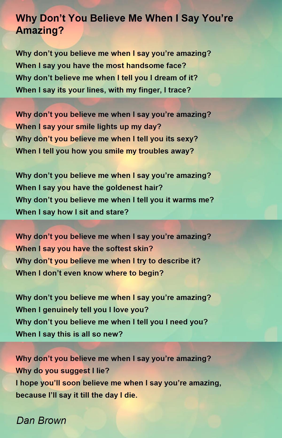 Why Don’t You Believe Me When I Say You’re Amazing? - Why Don’t You ...