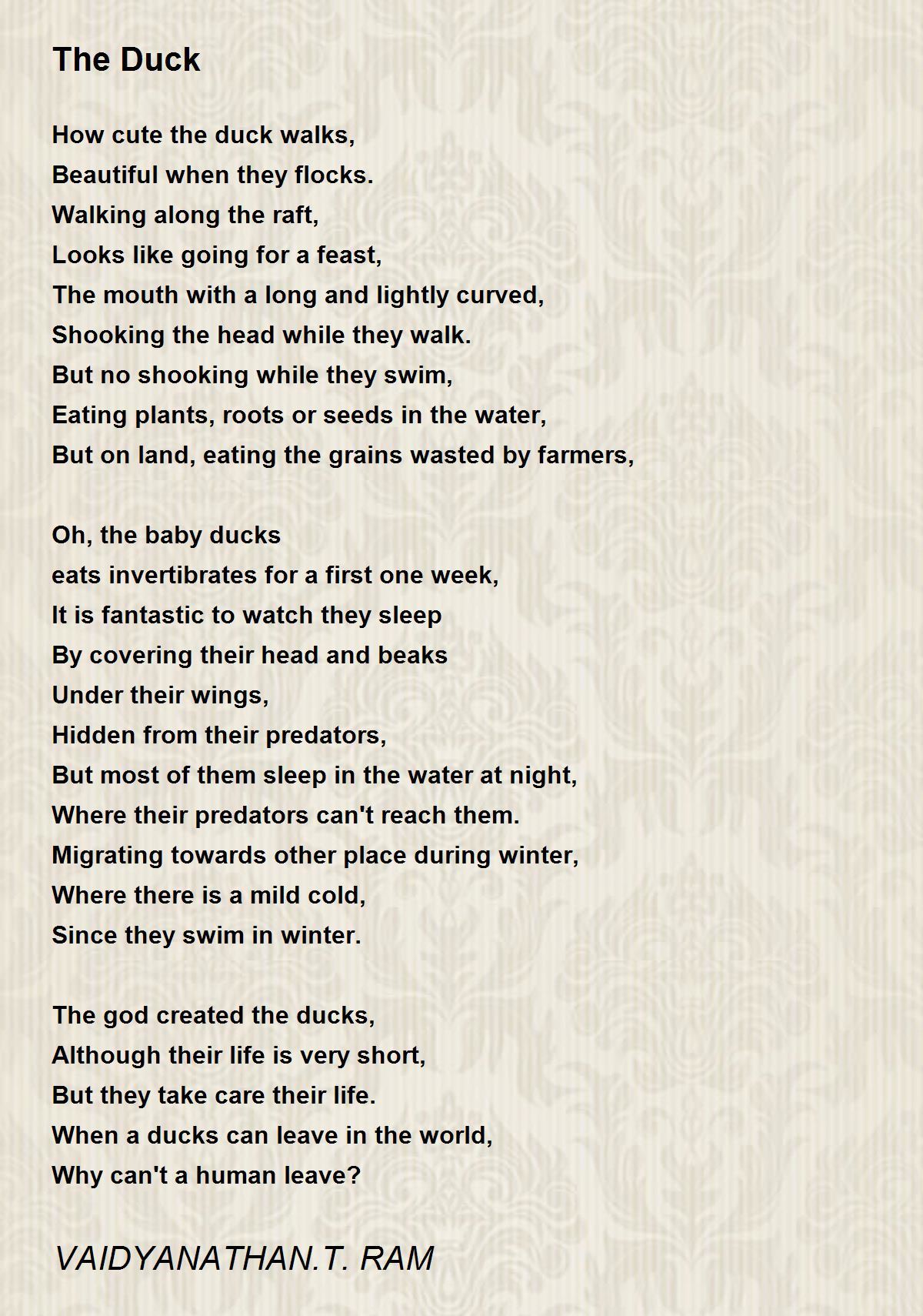 The Duck - The Duck Poem by VAIDYANATHAN.T. RAM
