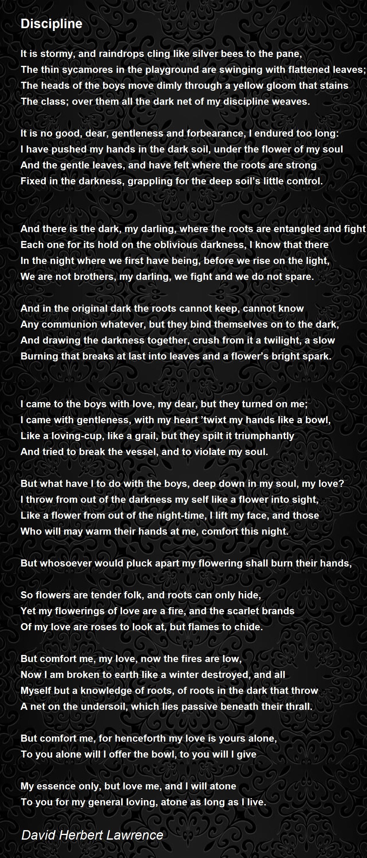 Discipline Poem by David Herbert Lawrence - Poem Hunter