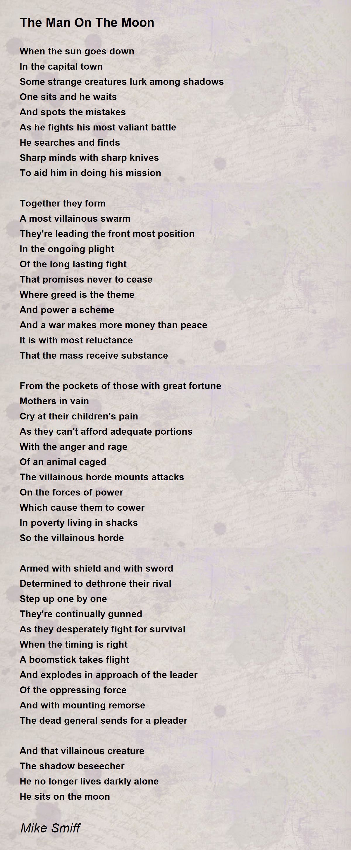 The Man On The Moon - The Man On The Moon Poem by Mike Smith