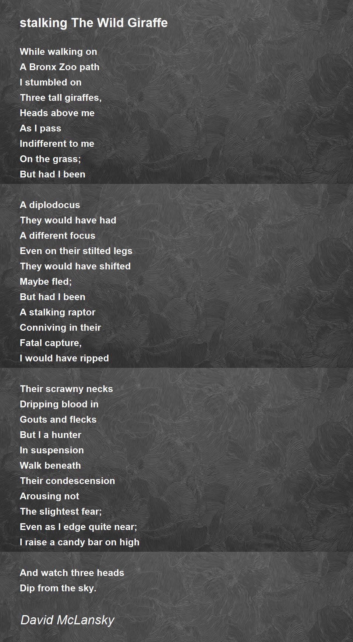 stalking The Wild Giraffe Poem by David McLansky - Poem Hunter